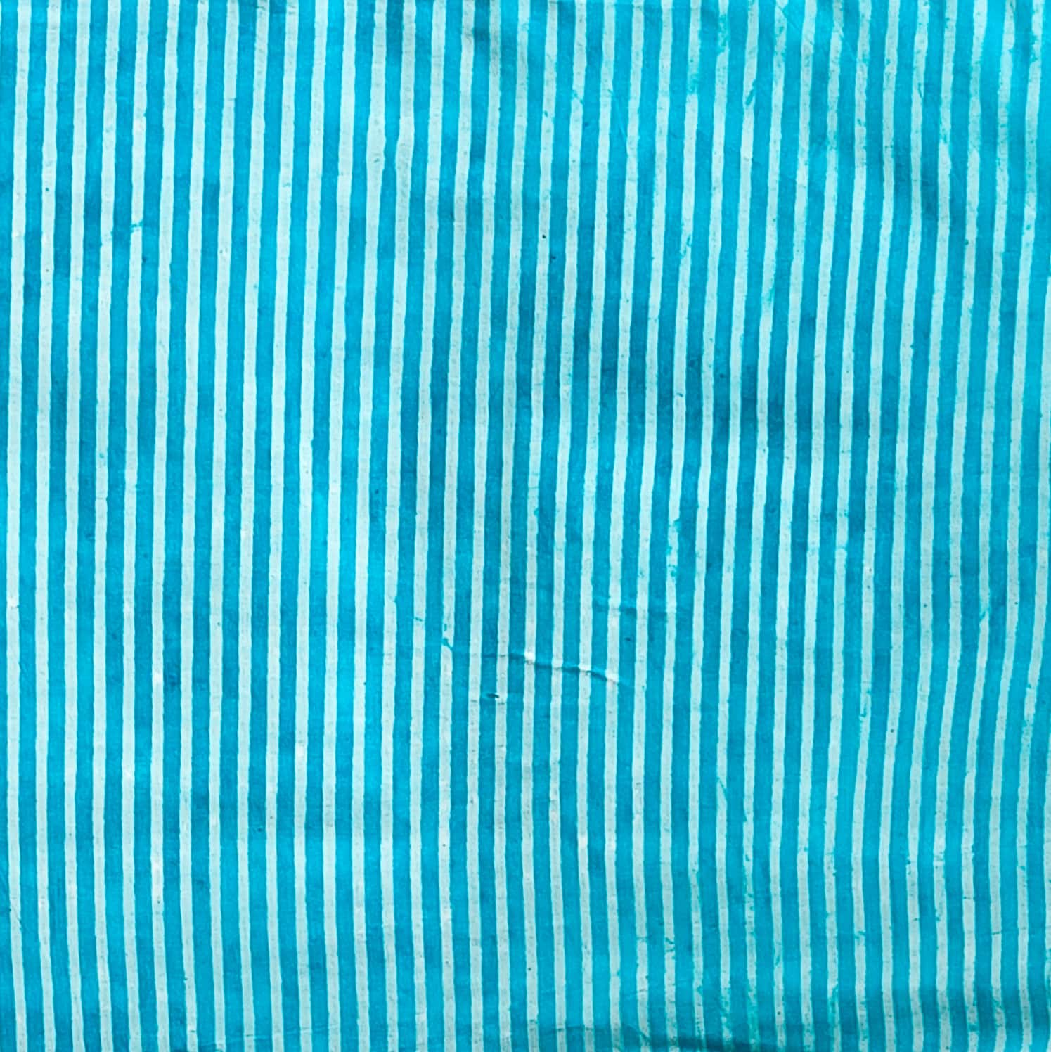 (Pre Cut 1 Meter )Pure Cotton Dabu Off White With Blue Stripes Hand Bl – Sanskruti