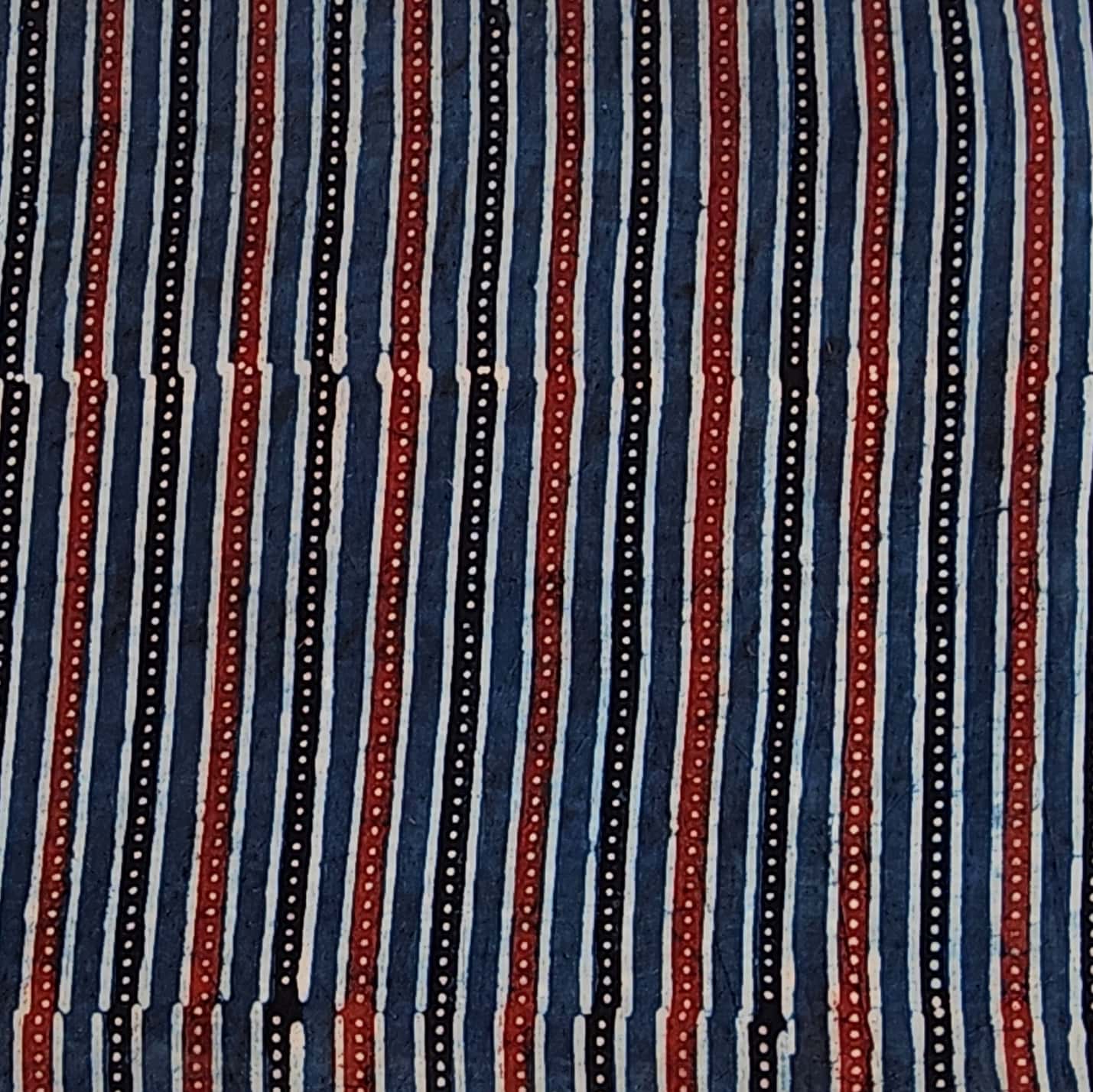 (PRE-CUT 0.90 METER) Pure Cotton Ajrak Blue With Rust Red And Black St – Sanskruti