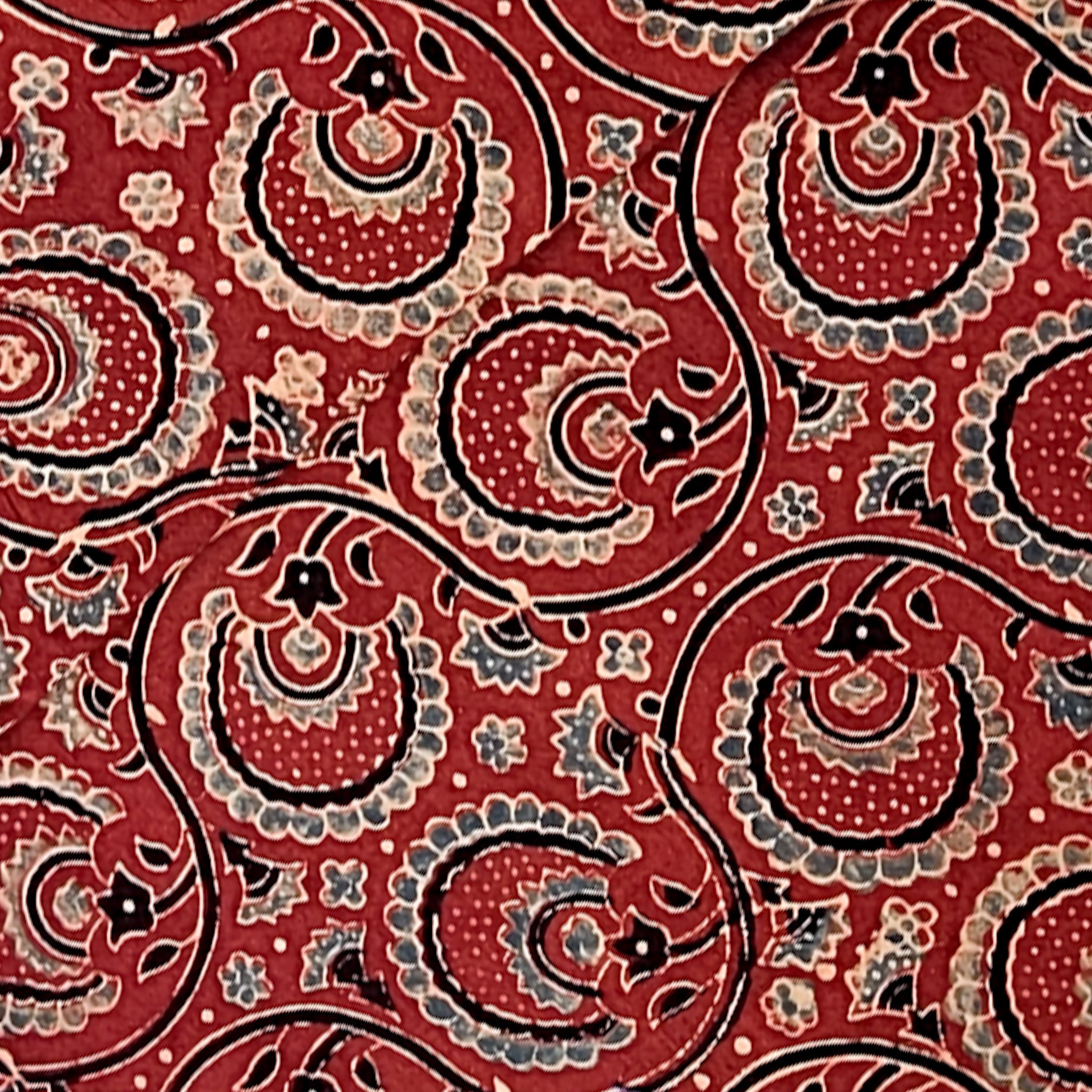 (PRE-CUT 1 METER) Pure Cotton Ajrak Rust Red With Rust Blue Flower Jaa – Sanskruti