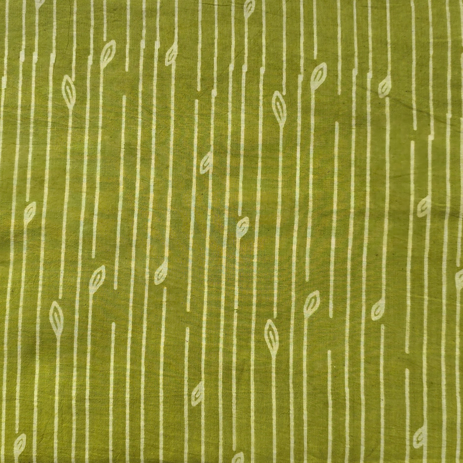 (PRE-CUT 2 METER) Pure Cotton Dabu Green With Design Stripes Hand Bloc – Sanskruti