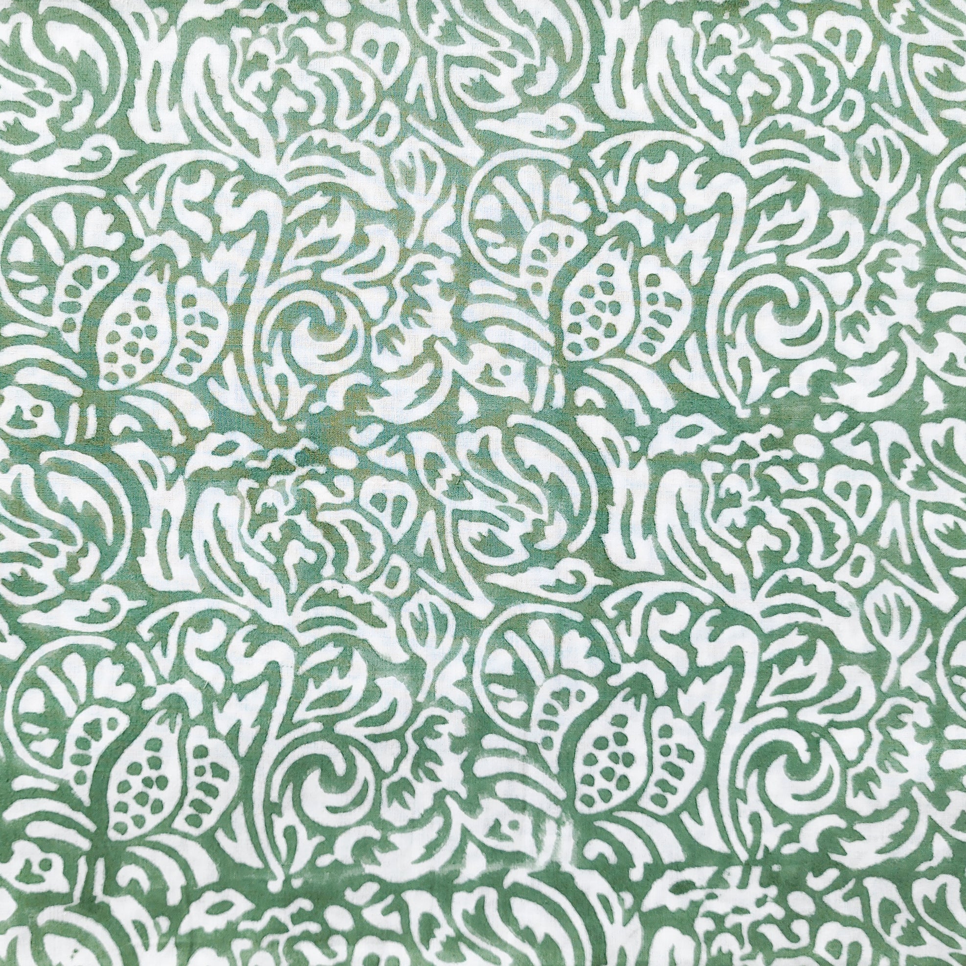Pure Cotton Jaipuri Green With White Intricate Design Hand Block Print – Sanskruti
