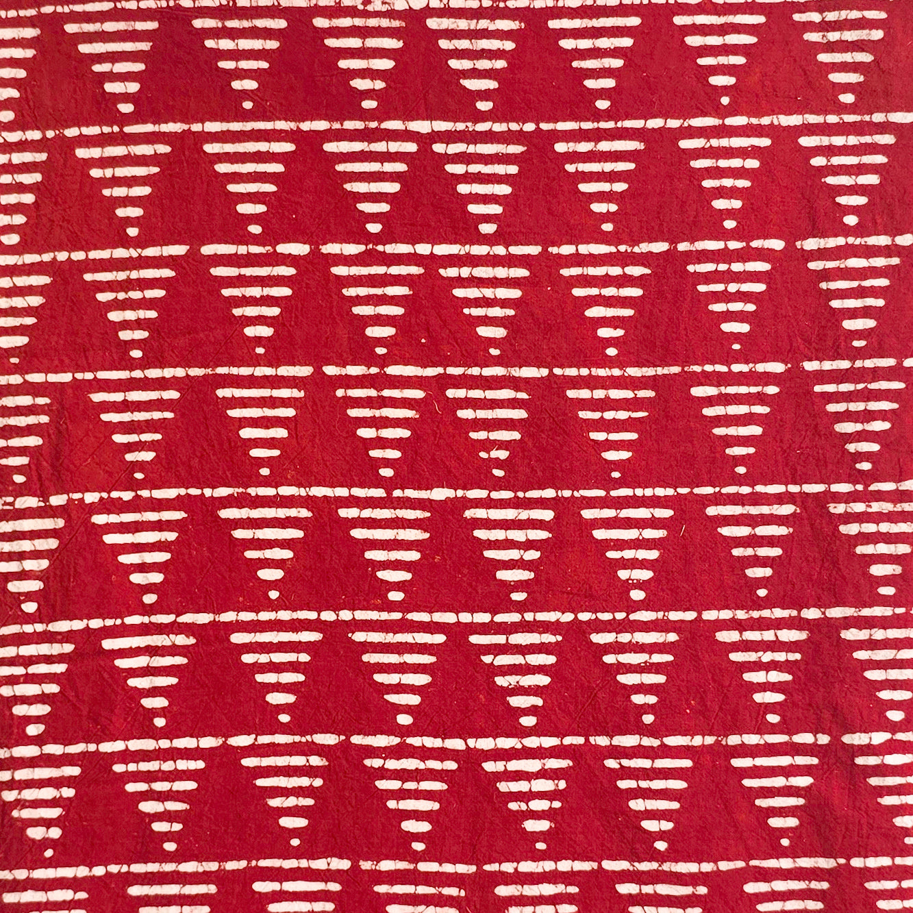 (PRE-CUT 1.50 METER) Pure Cotton Dabu Red With Triangle Pattern Hand B – Sanskruti
