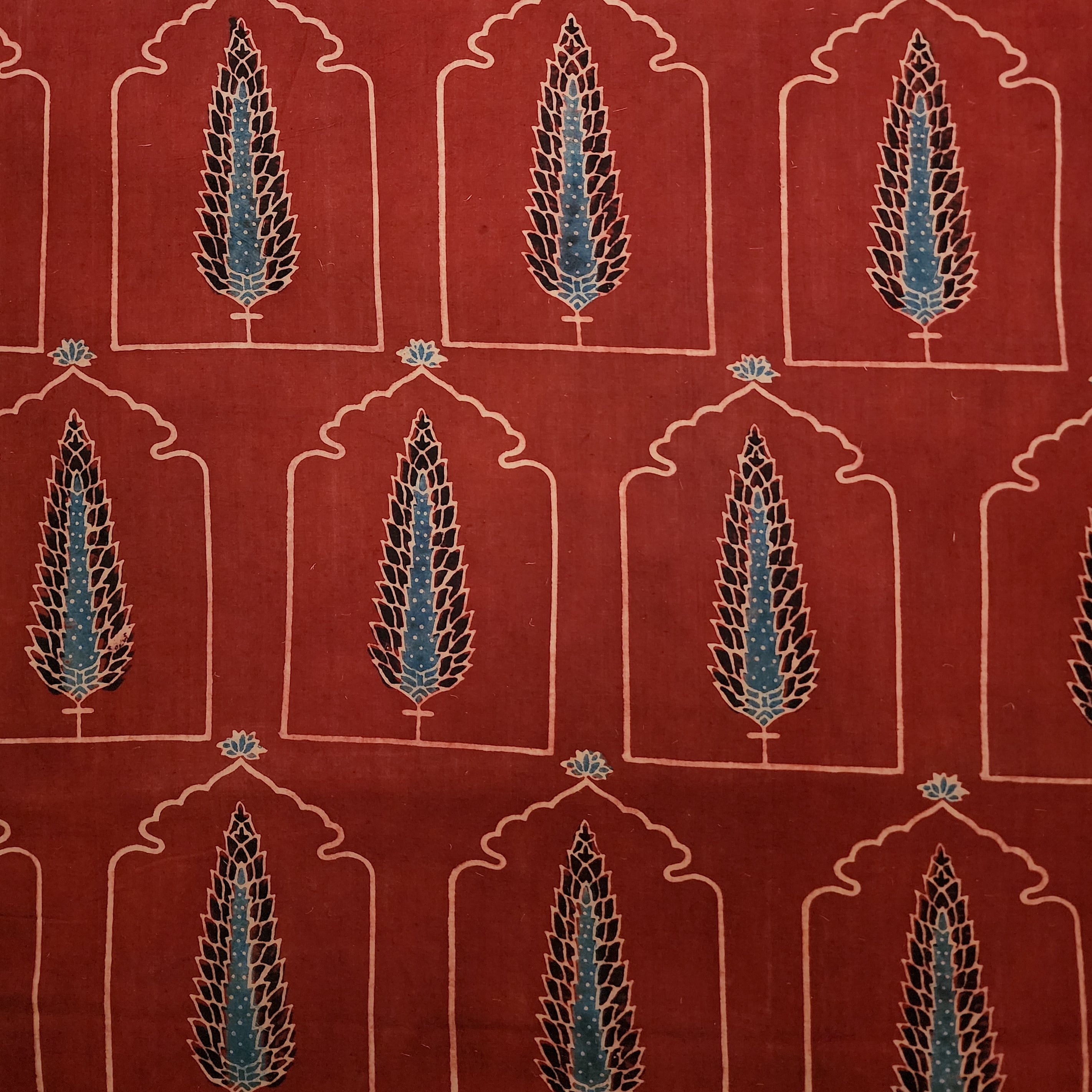 (PRE-CUT 0.95 METER) Pure Cotton Ajrak Rust Red With Intricate Design – Sanskruti