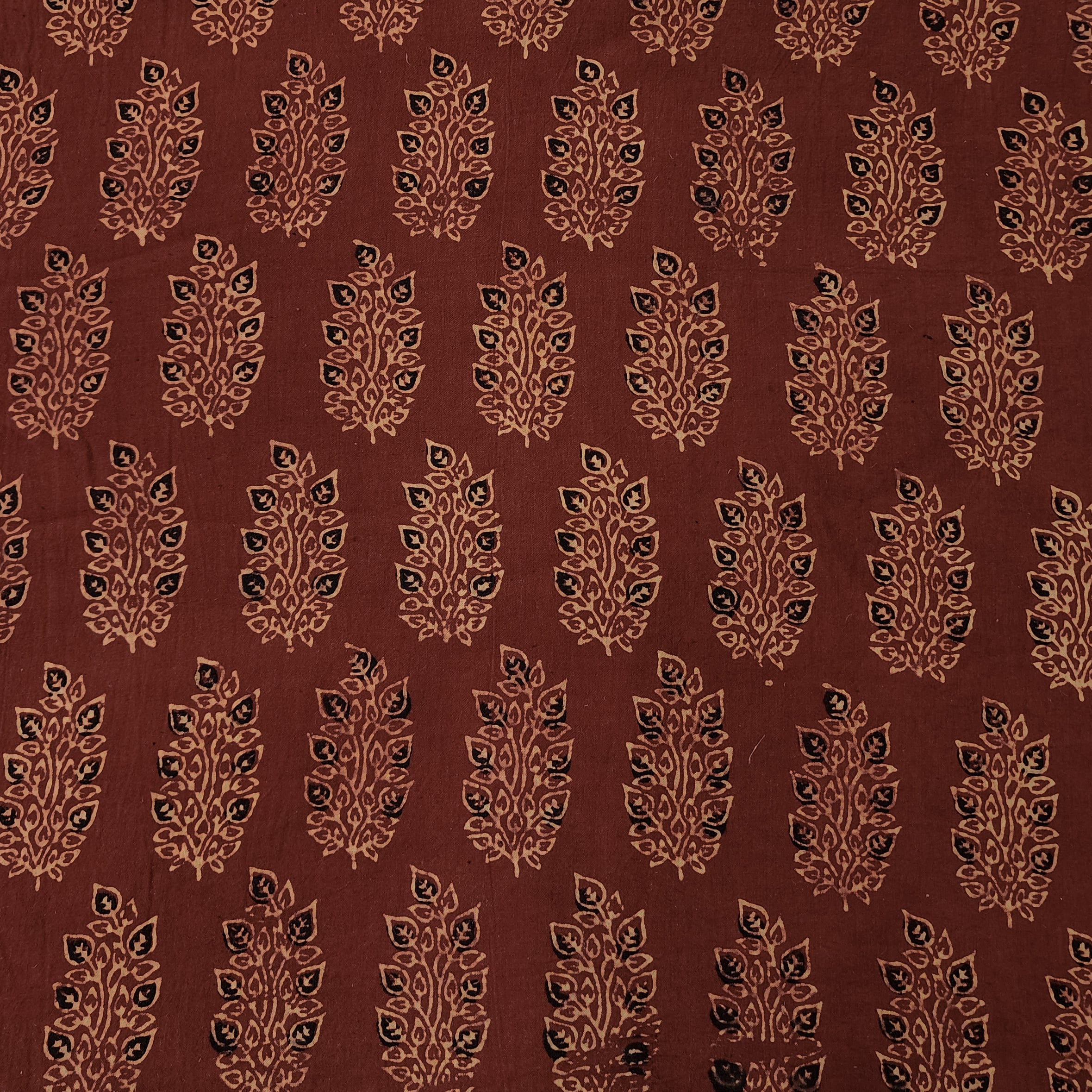 Pure Cotton Ajrak Vegetable Dyed Ajrak Rust Red With Cream And Black L – Sanskruti