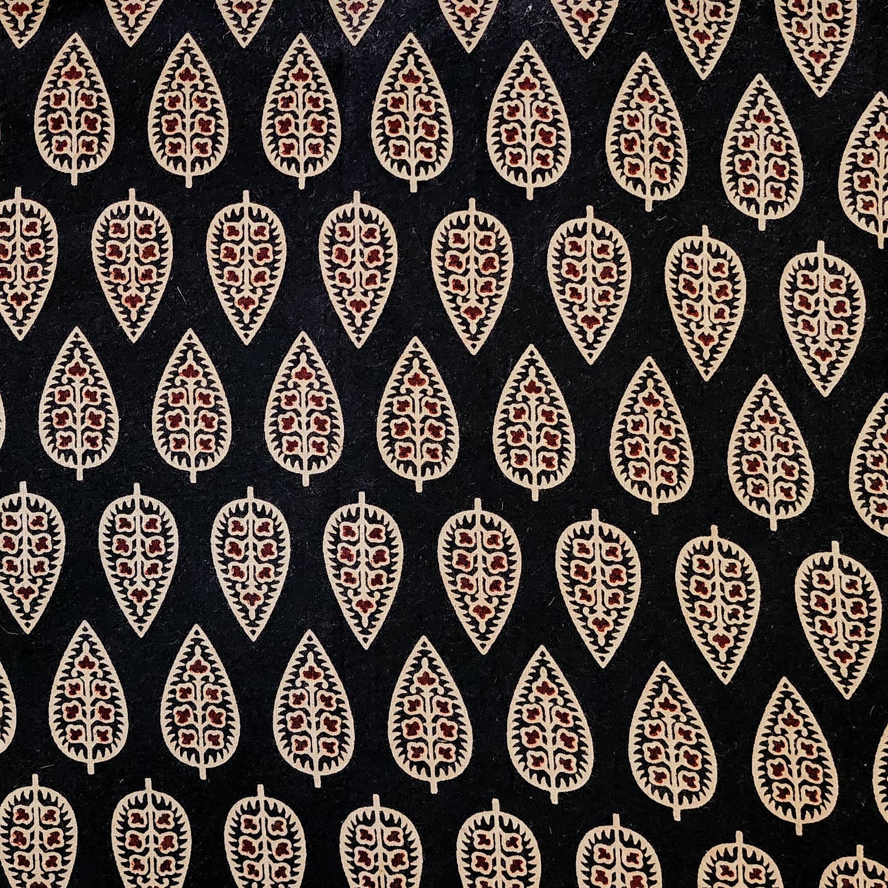 Pre Cut (1.60 Meter) Pure Cotton Vegetable Dyed Ajrak Black With Cream – Sanskruti