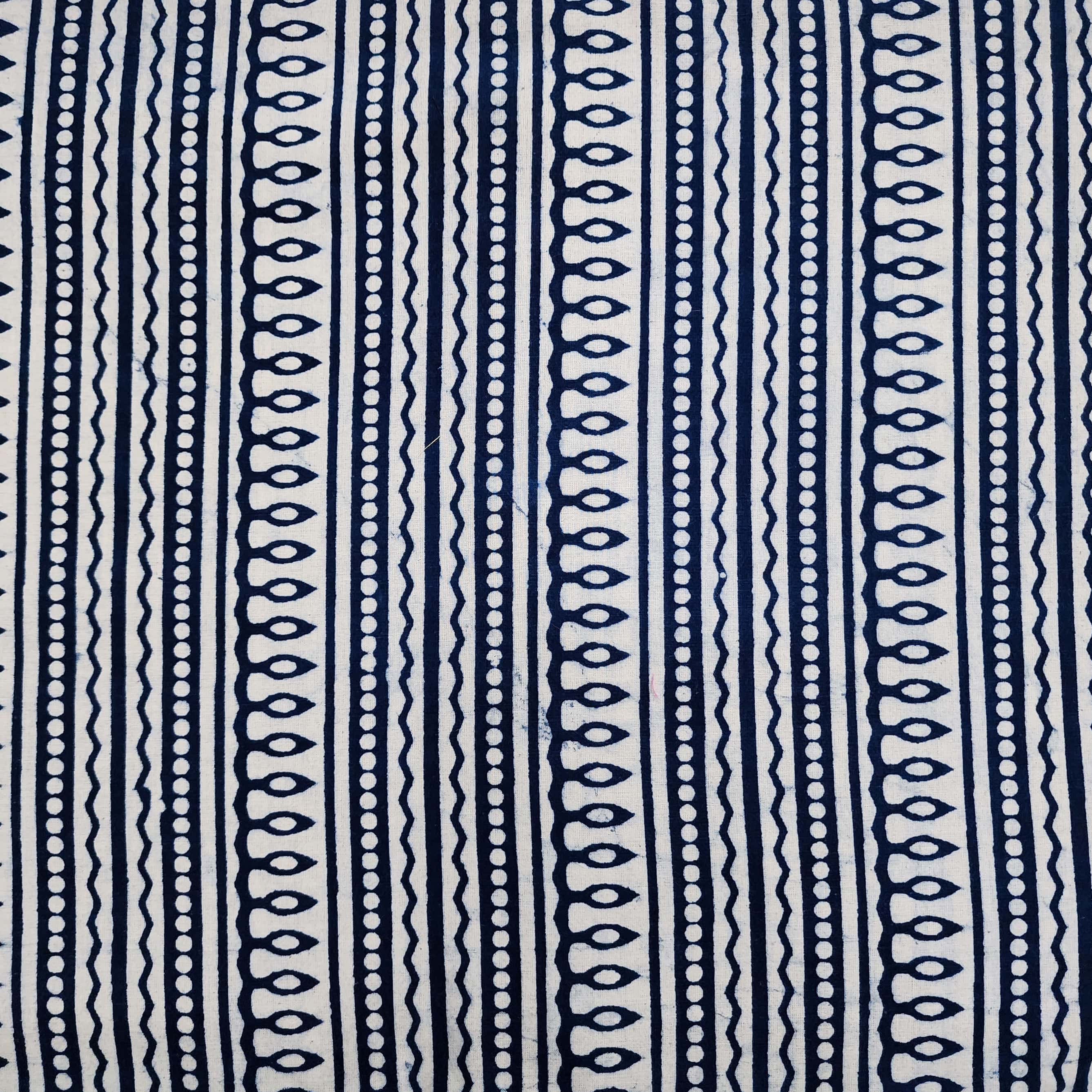 Pure Cotton Indigo Border Stripes Hand Block Printed Fabric – Sanskruti