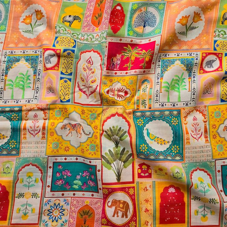 Pure Cotton Digital Screen Print With Different Blocks Design Fabric ...