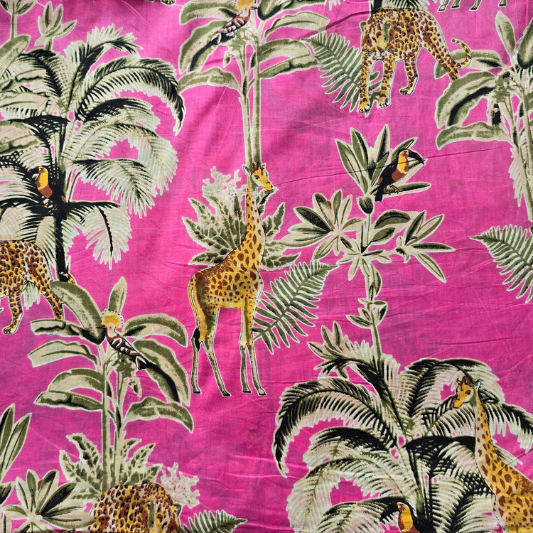 Pure Cotton Screen Print Pink With jangle Fabric – Sanskruti