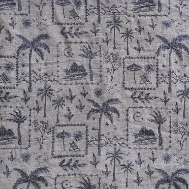 Linen Grey With Scenery View Embroidery Fabric – Sanskruti