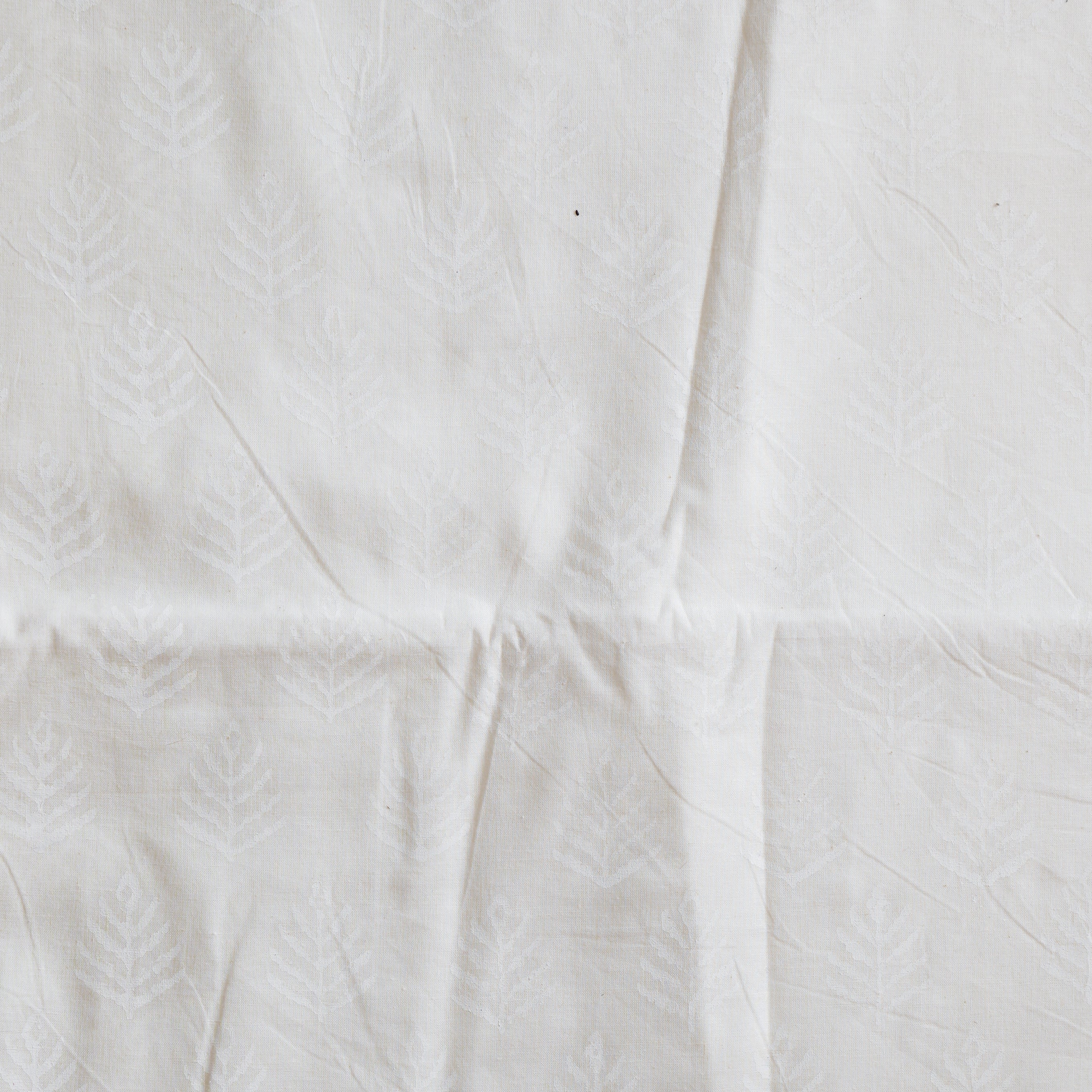 Pure Cotton Dabu White on White Plant Motif Stripes Hand Block Print F ...