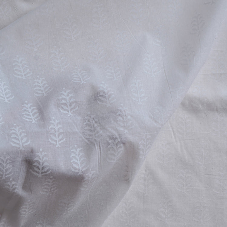 Pure Cotton Dabu White On White Motif Hand Block Print Fabric – Sanskruti