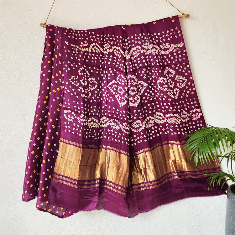 BINDANI-Modal Silk Purple With Yellow And White Ghicha Pallu Saree ...