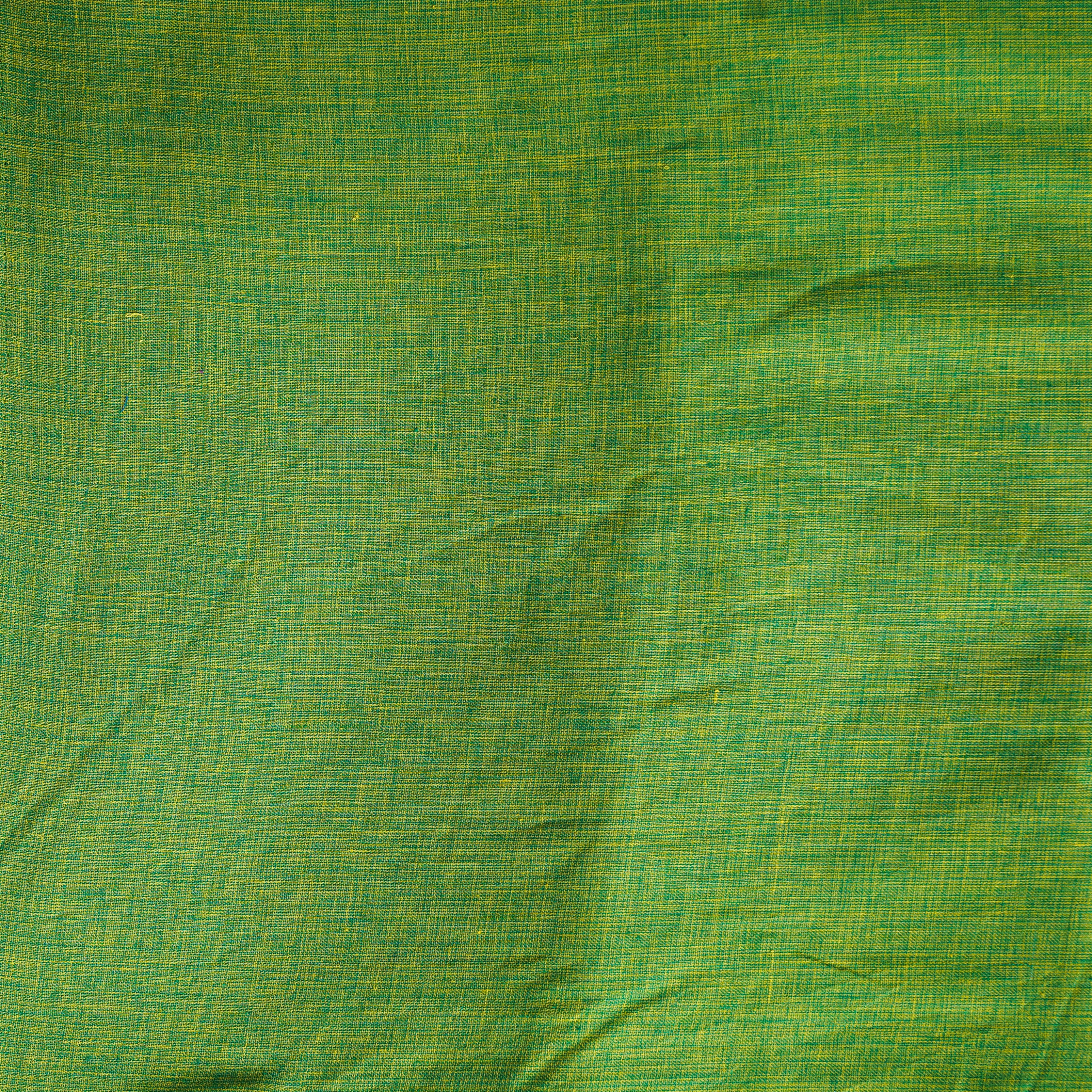 Pure Handloom Cotton Textured Green Fabric – Sanskruti