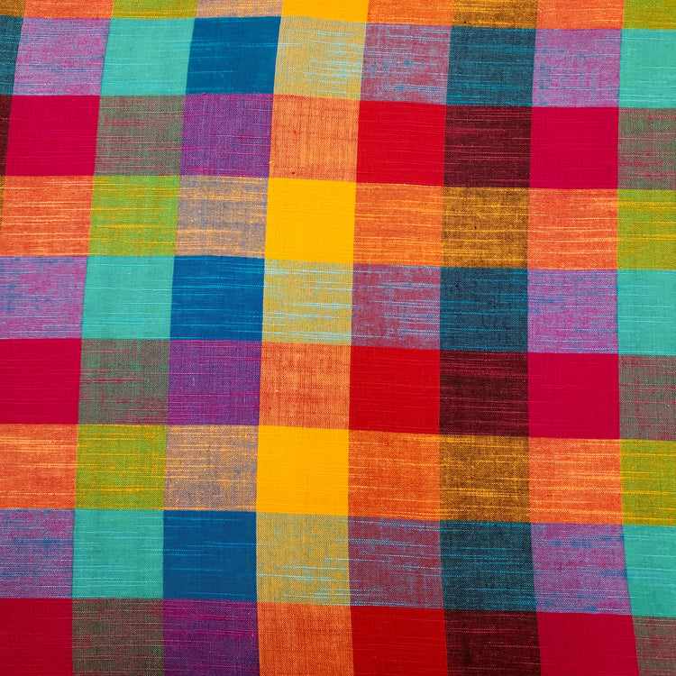 Pure Cotton Handloom Multi Colour Checks Hand Woven Fabric – Sanskruti