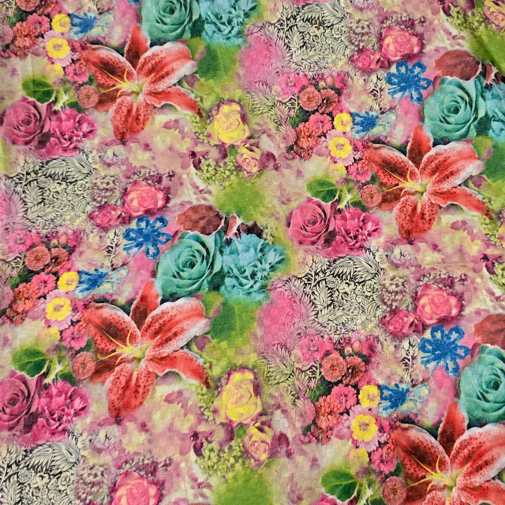 Pure Cotton Screen print With Floral Colour Flower Fabric – Sanskruti