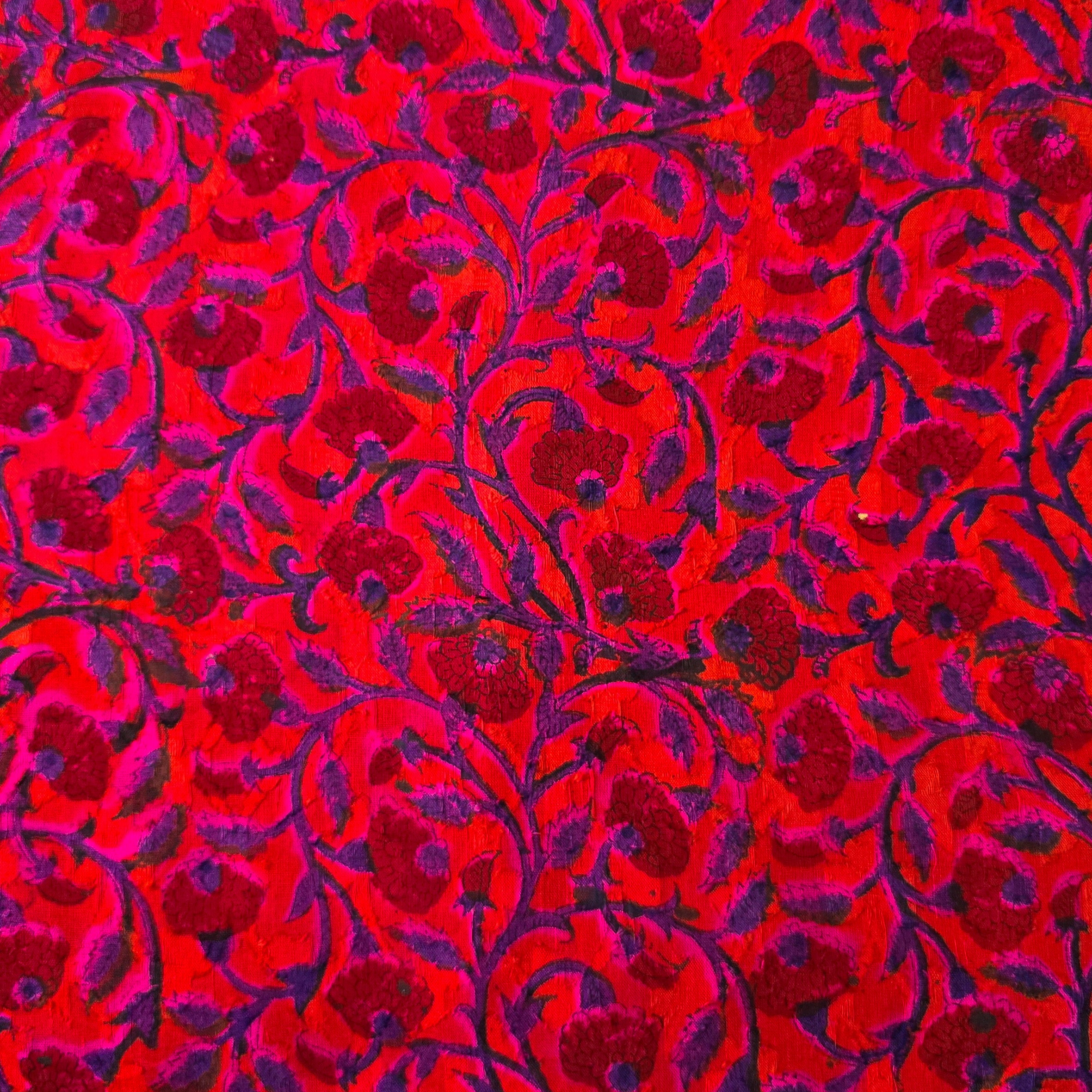 Pure Cotton Doby Dabu Pink With Navy Blue Flower Jaal Hand Block Print ...