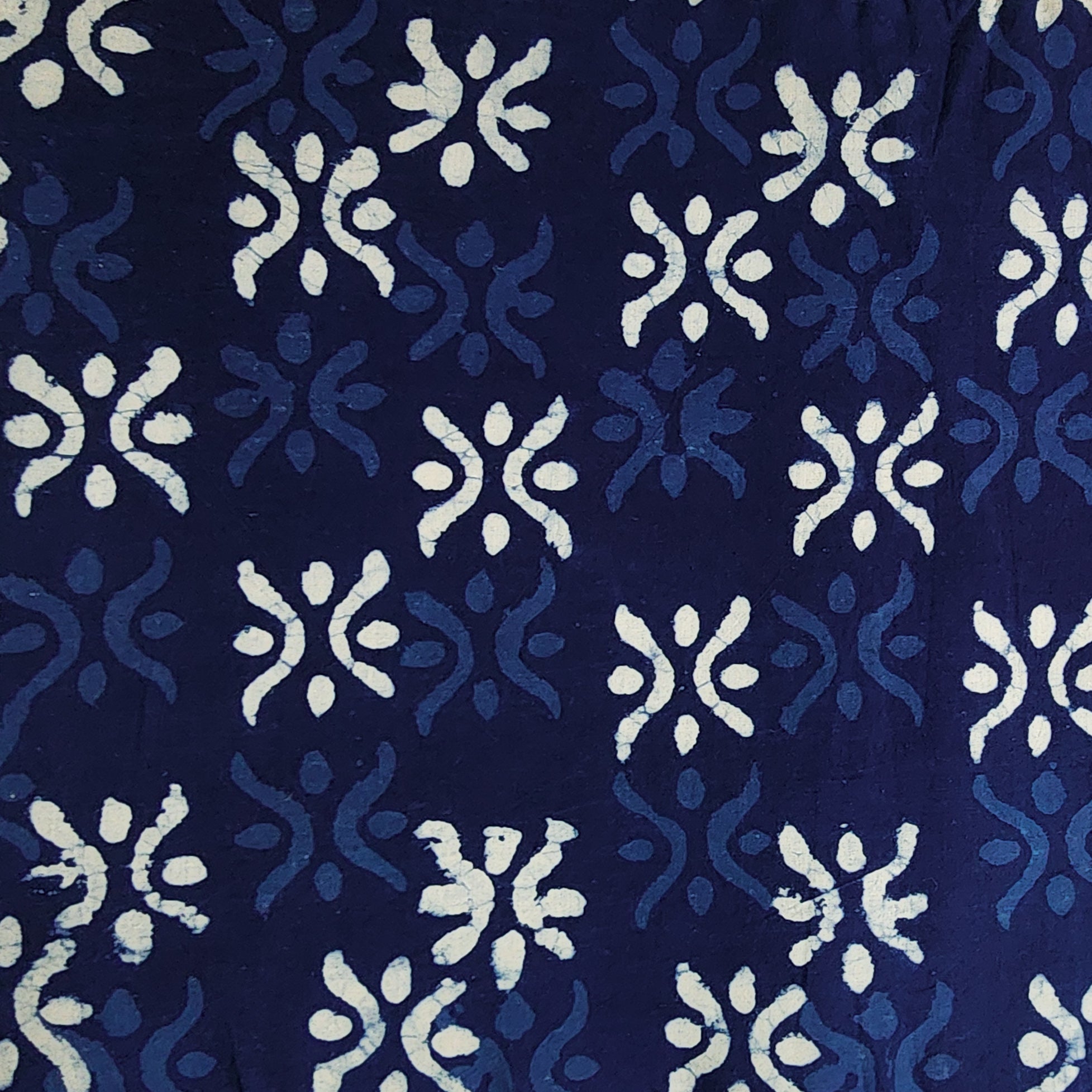 Pure Cotton Indigo With Blue And White Intricate Design Motifs Hand Bl ...