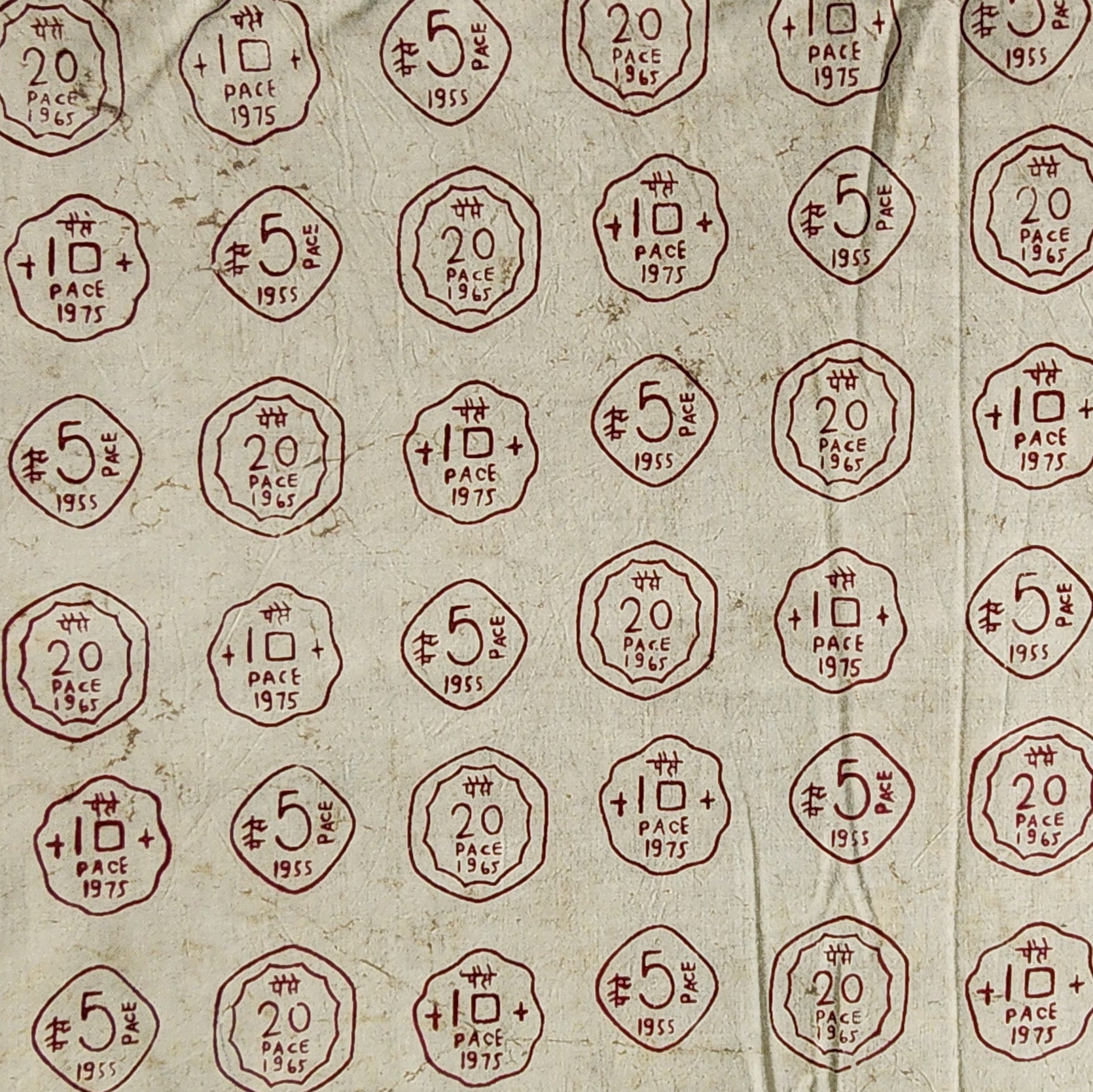 Pure Cotton Dabu Cream With Coins Hand Block Print Fabric – Sanskruti