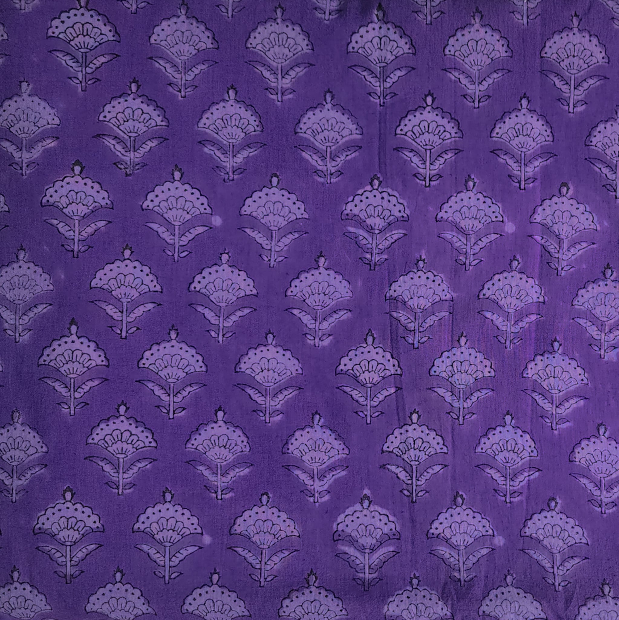 Pure Cotton Dabu Purple With Purple Flower Hand Block Print Fabric ...