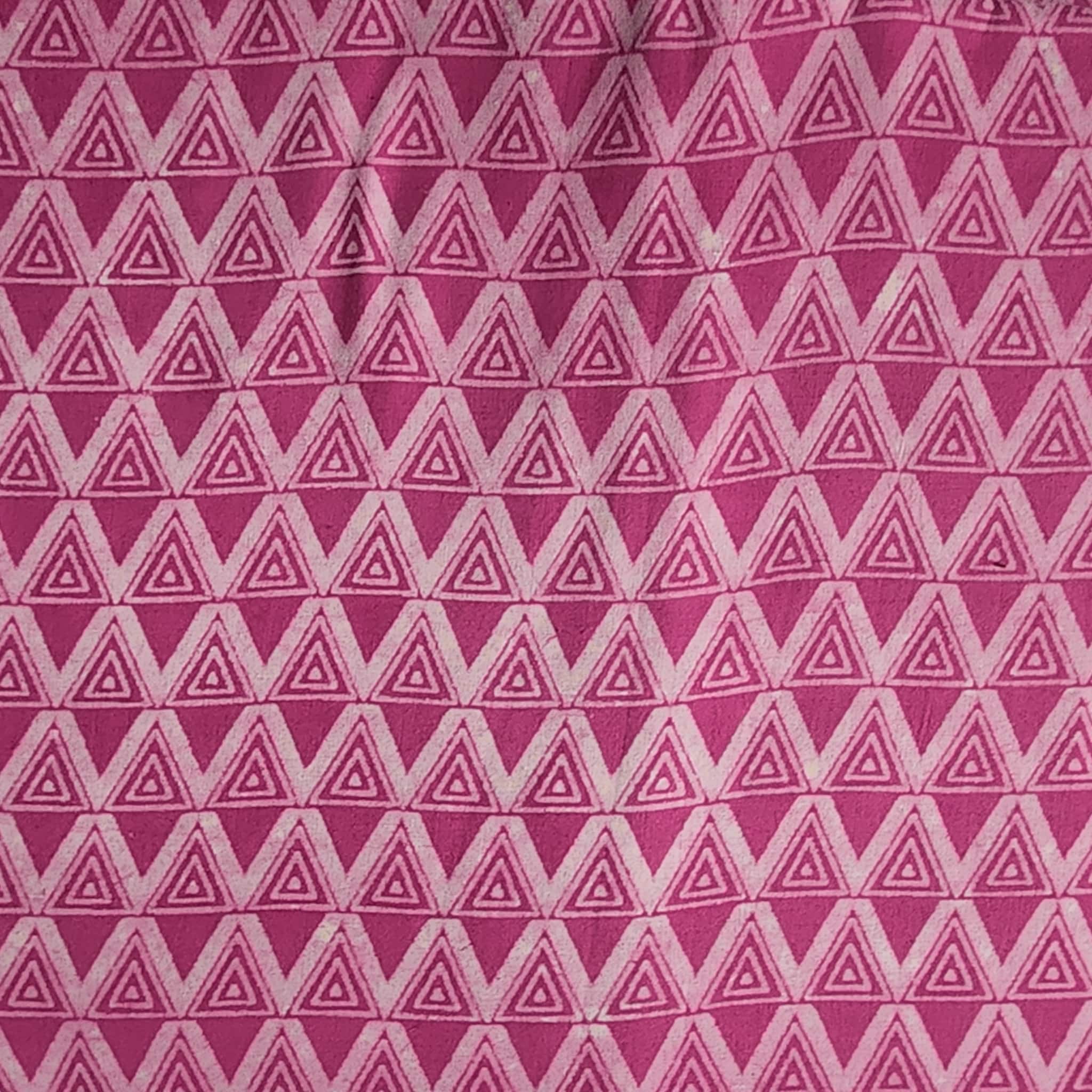 Pure Cotton Dabu Pink Triangle Geometry Hand Block Print Fabric – Sanskruti