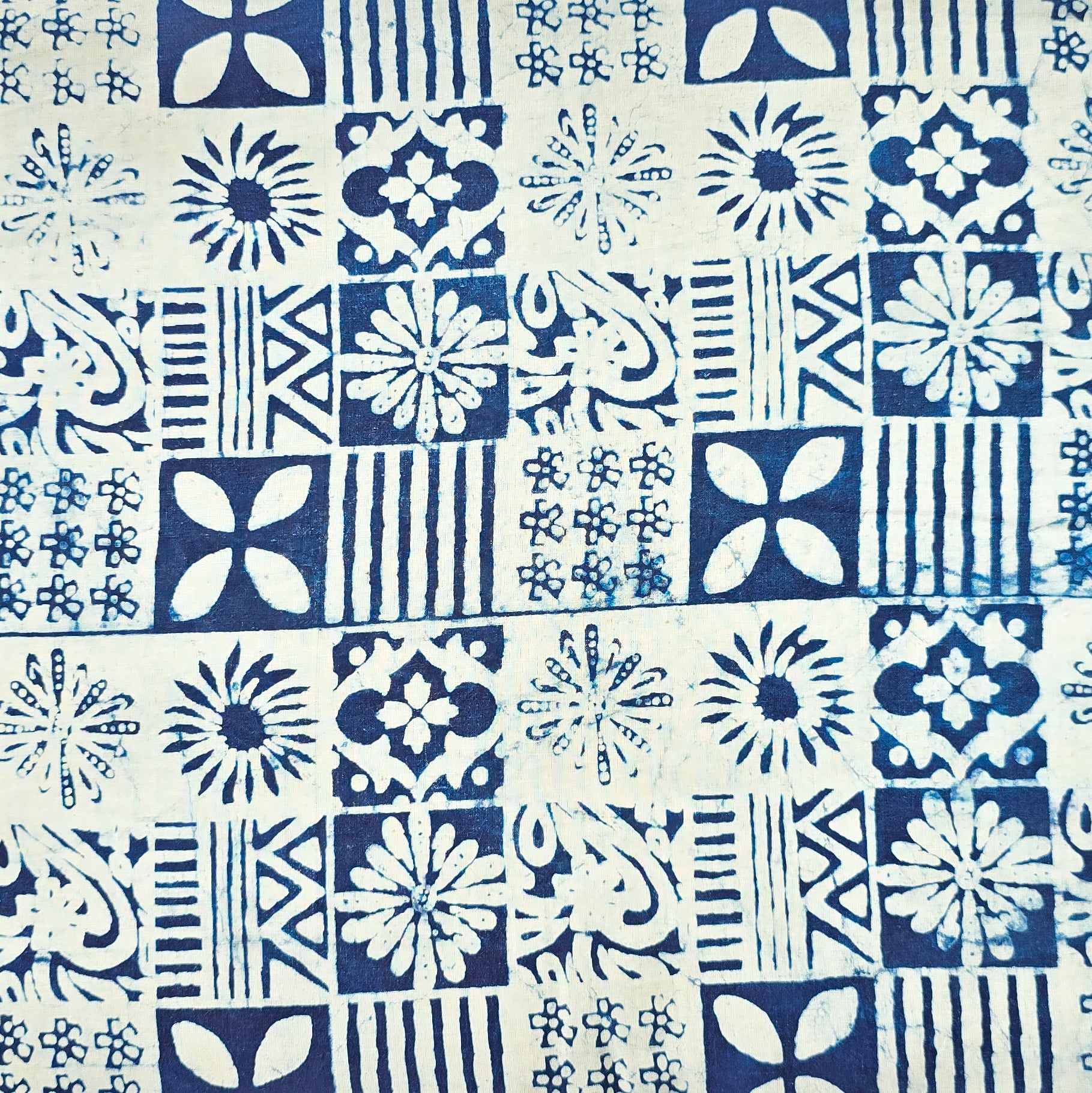 Pure Cotton Indigo Multi Flower Blocks Design Hand Block Print Fabric ...