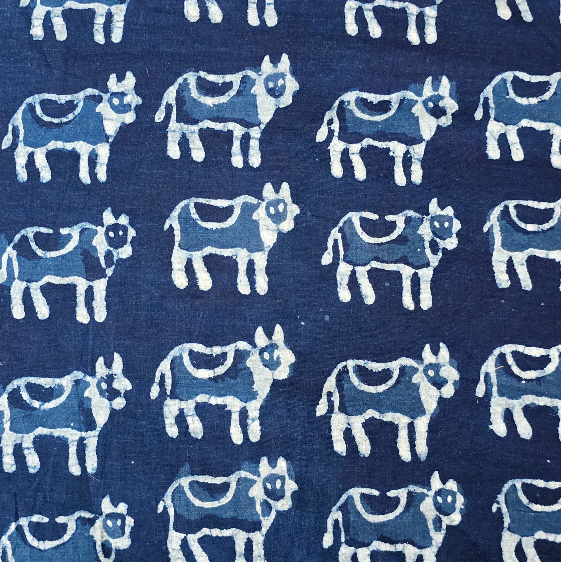 Pure Cotton Indigo with Cow Design Hand Block Print Fabric – Sanskruti