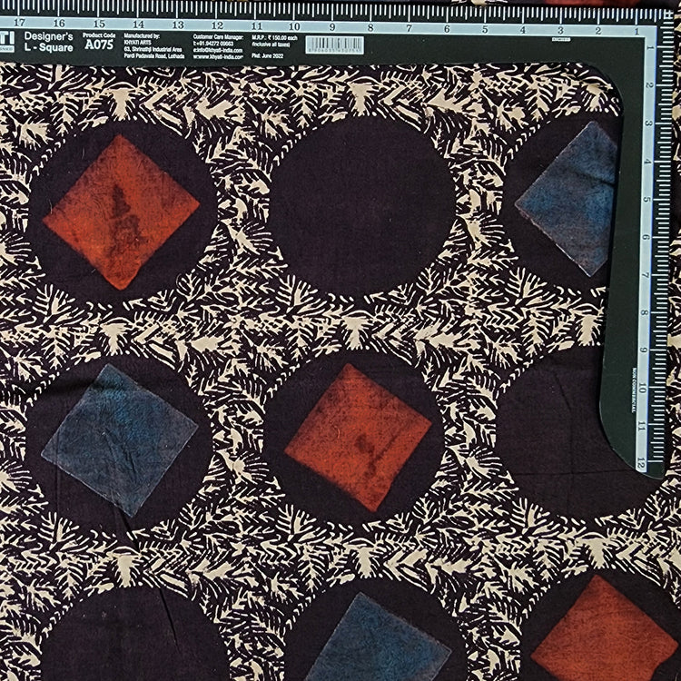Pure Cotton Ajrak Black With Red And Grey Intricate Design Hand Block ...