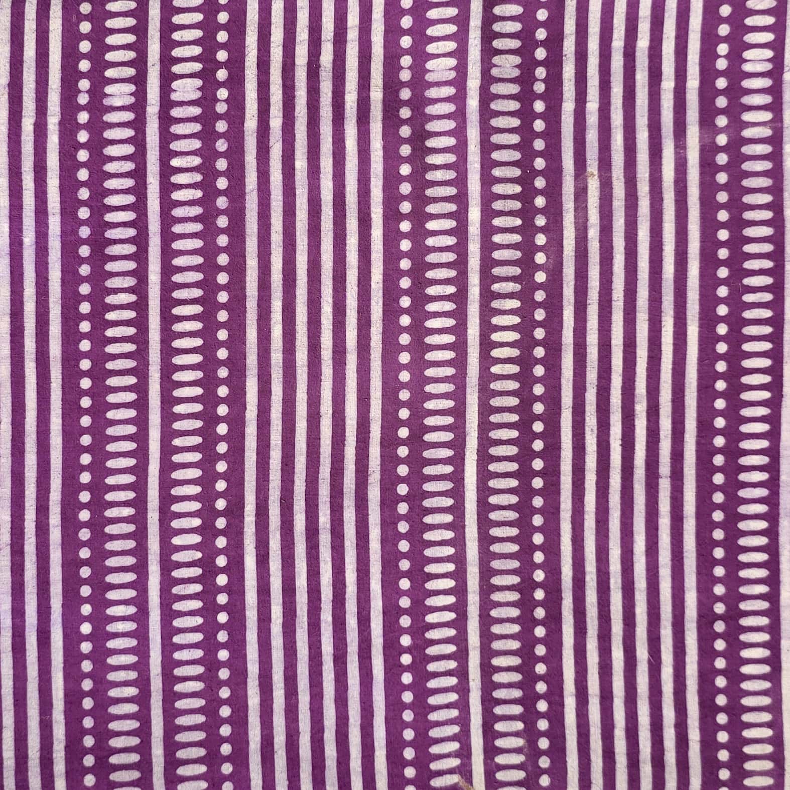 Pure Cotton Dabu Off White With Purple Stripes Border Hand Block Print ...