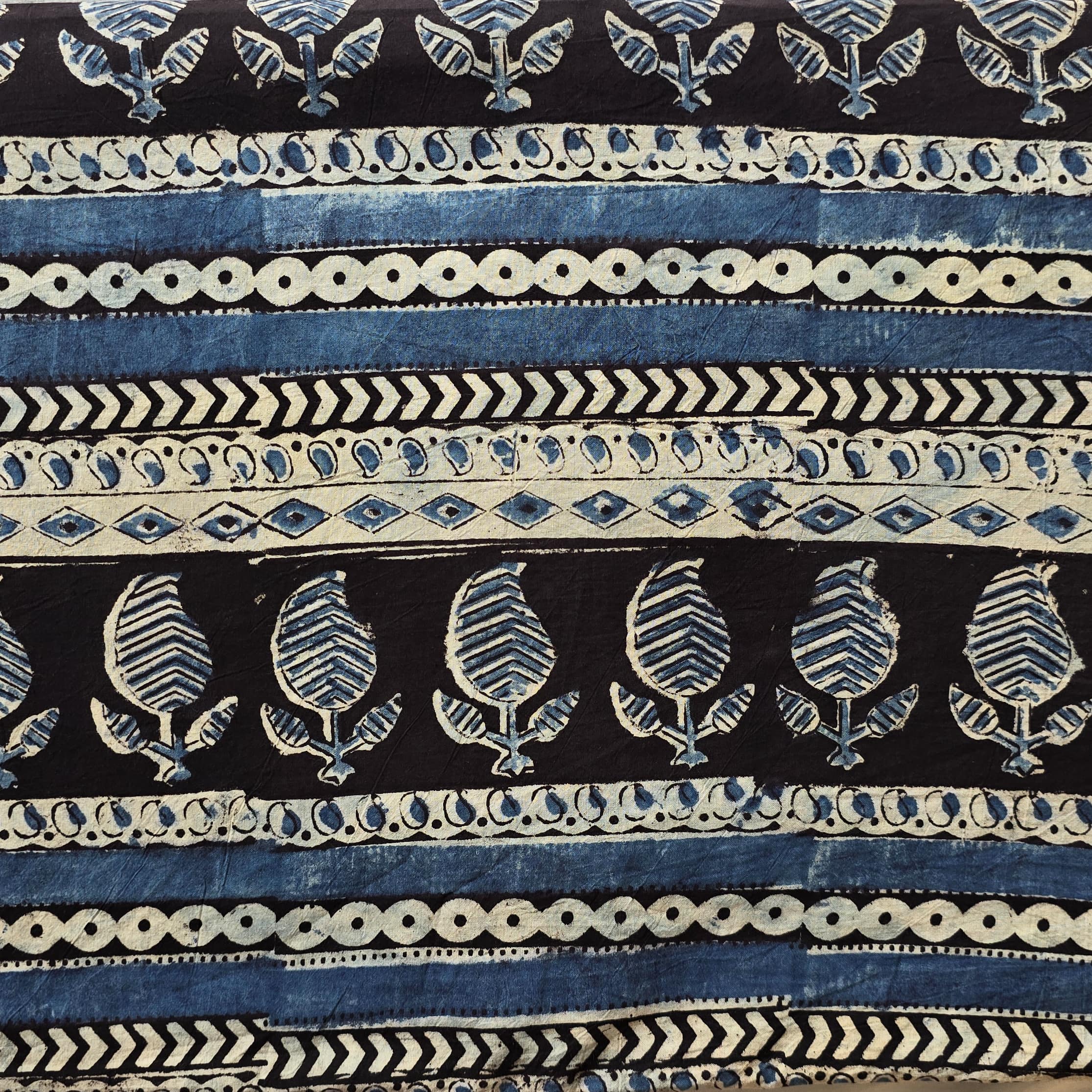 Pure Cotton Kalamkari Black With Cream And Rust Blue Mango Design Bord ...