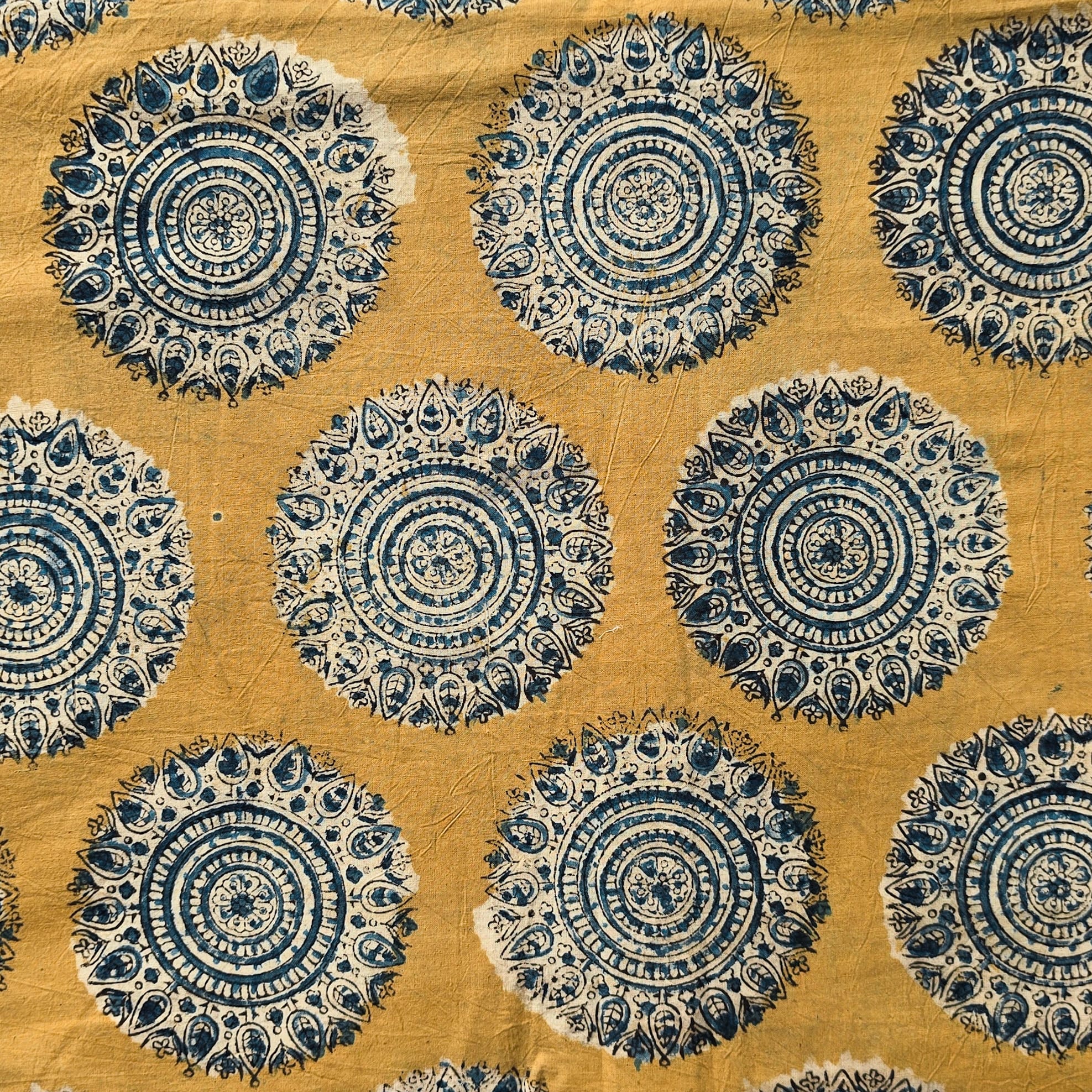 Pure Cotton Soft Kalamkari Musted With Blue Mandala Design Hand Block ...