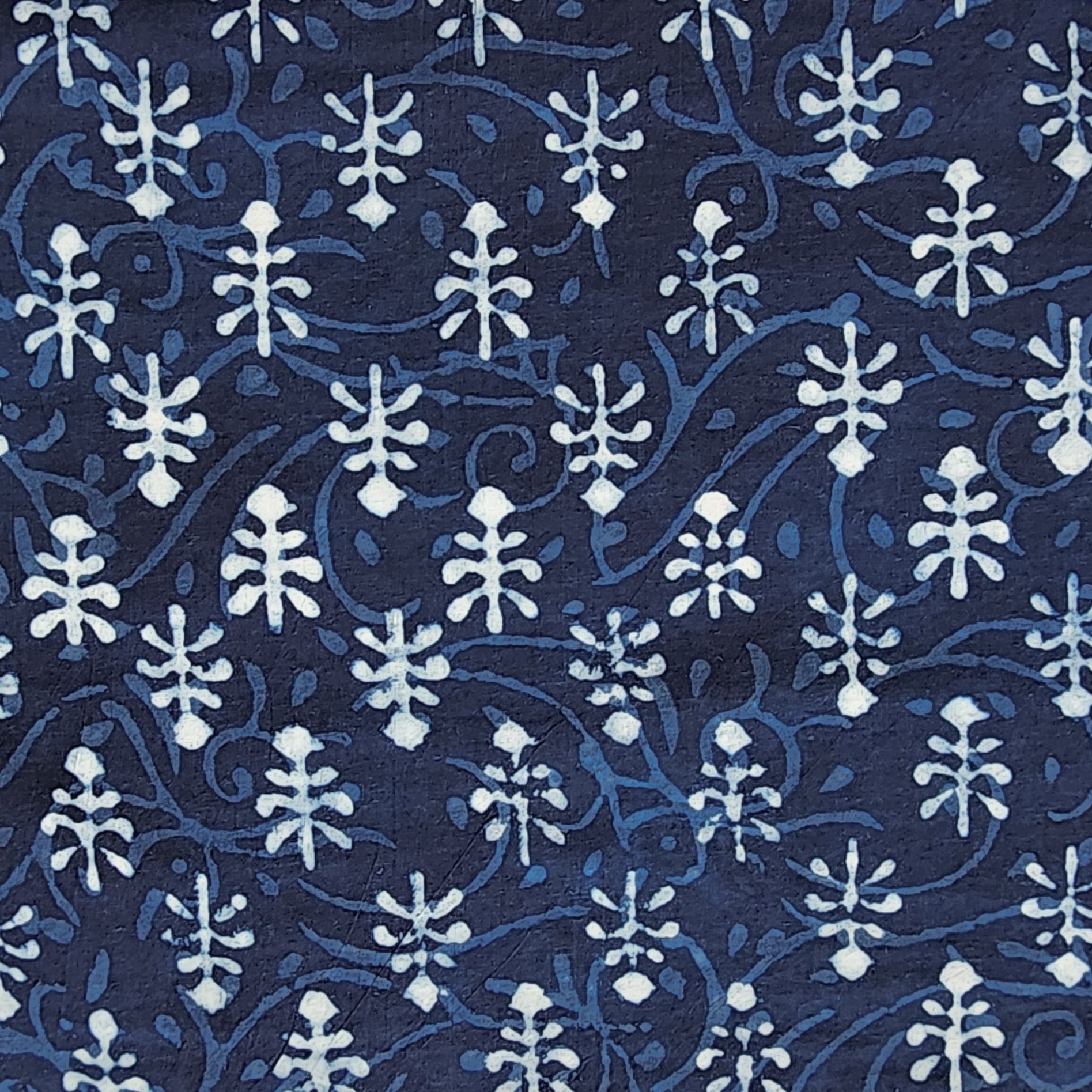 Pure Cotton Indigo Motif Hand Block Print Fabric – Sanskruti
