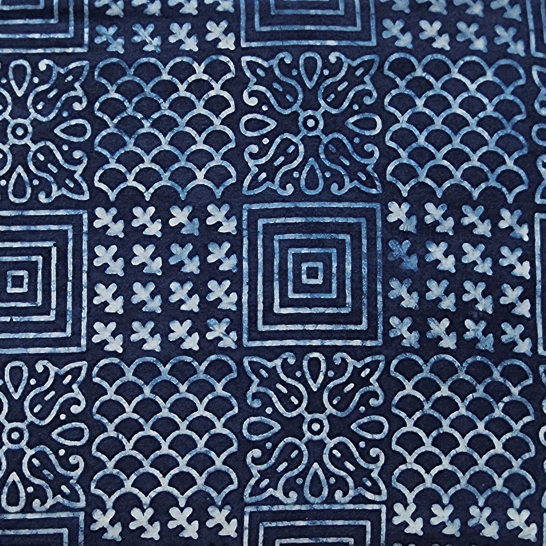 (PRE-CUT 1.50 METER)Pure Cotton Indigo White And Blue Different Block ...