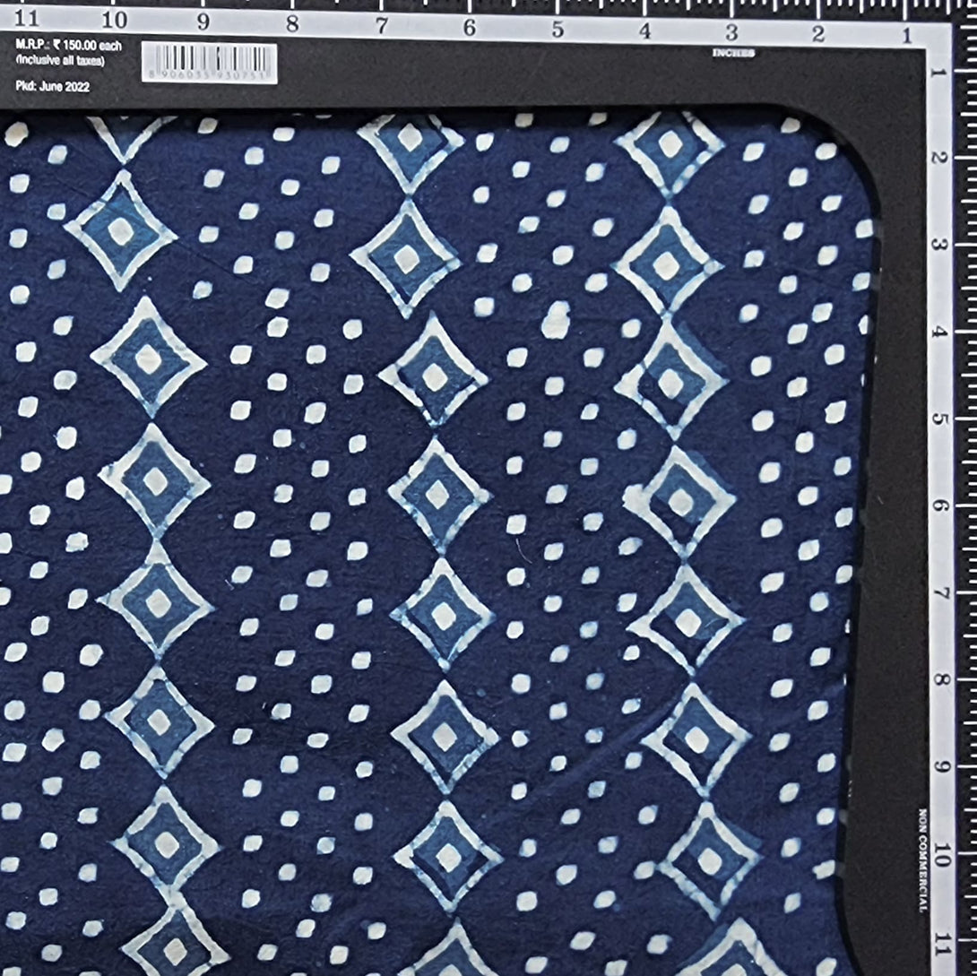 Pure Cotton Indigo Border Design Hand Block Print Fabric – Sanskruti