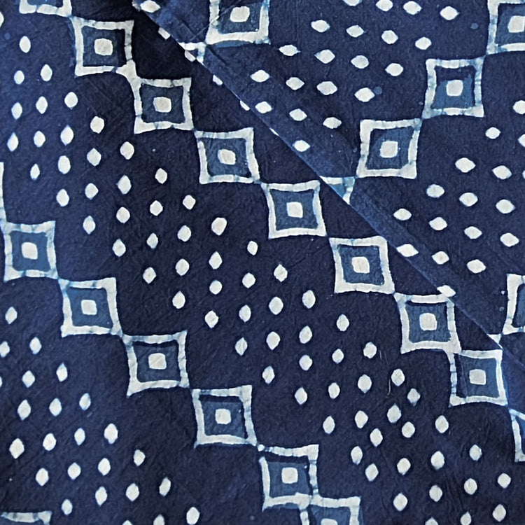 Pure Cotton Indigo Border Design Hand Block Print Fabric – Sanskruti