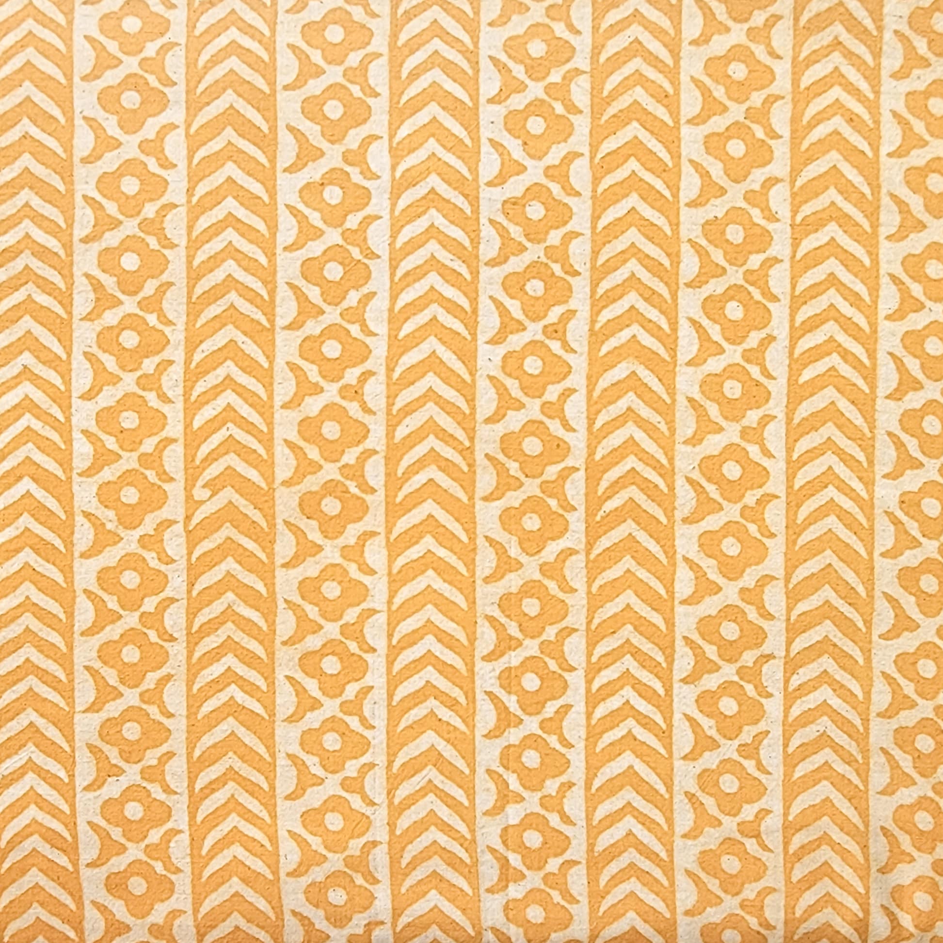 (PRE-CUT 1.70 METER) Pure Cotton Dabu Mustard With Cream Border Hand B – Sanskruti