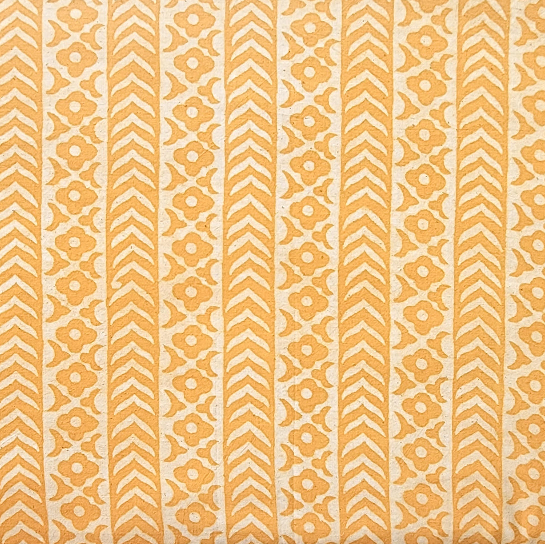 (PRE-CUT 1.70 METER) Pure Cotton Dabu Mustard With Cream Border Hand B ...