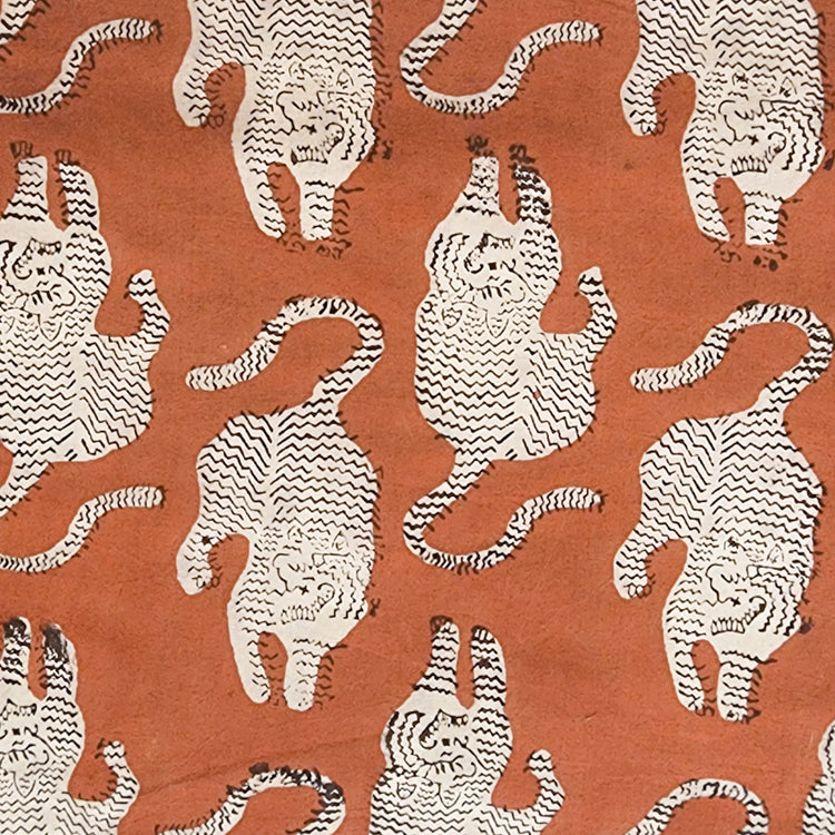 Pure Cotton Bagru Brown With Cream Tiger Hand Block Print Fabric ...