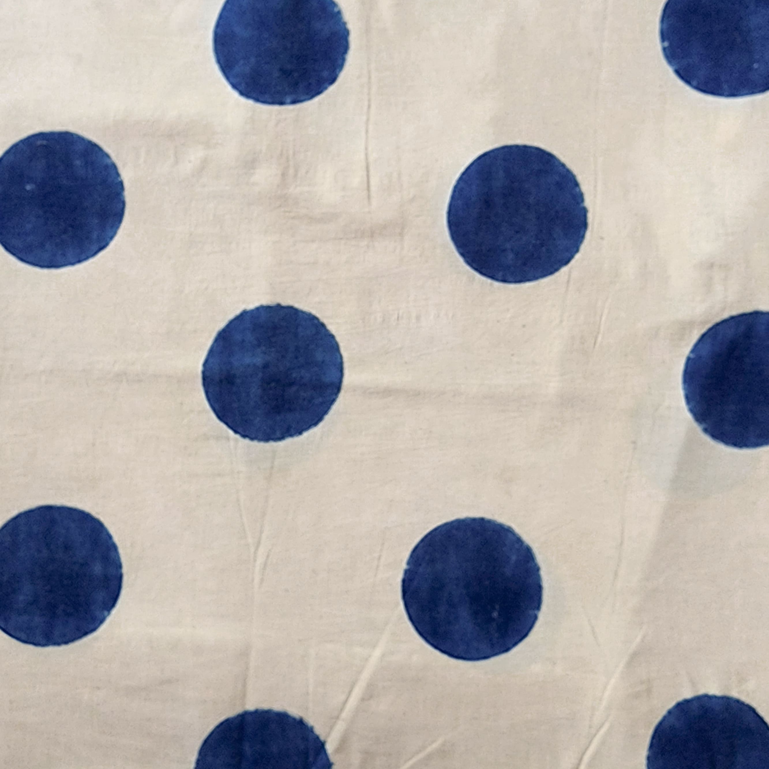 (PRE-CUT 1.90 METER) Pure Cotton Ajrak Off White With Blue Big Circle ...