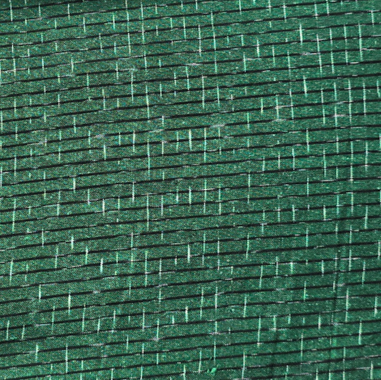 Pure Cotton Double Ikkat Green With Black Checks Weft Woven Fabric ...