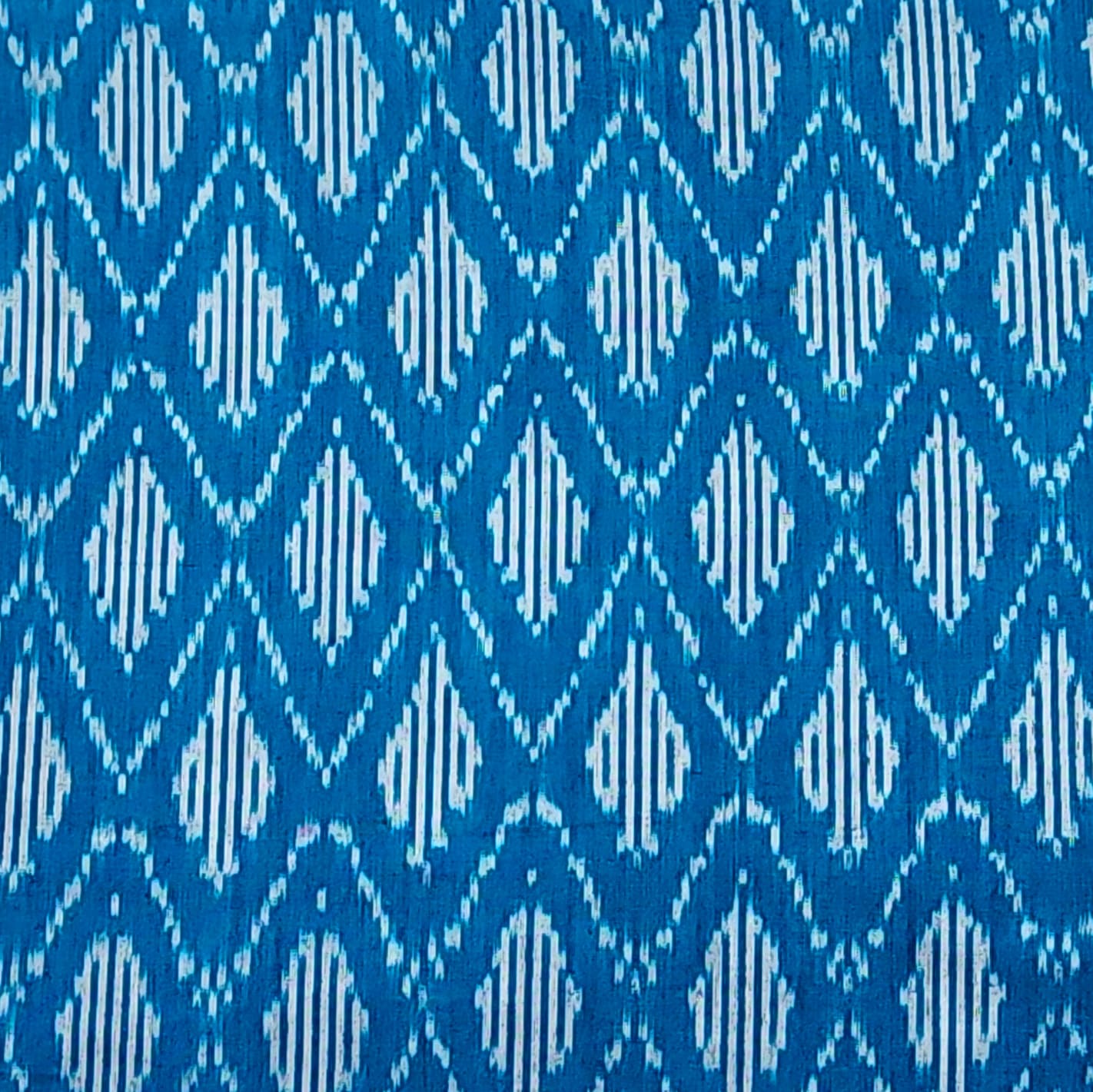 Pure Cotton Mercerised Ikkat Capri Blue Woven Fabric – Sanskruti