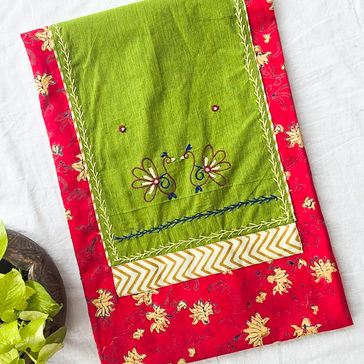 DIVYA- Pure Cotton Red Doby Dabu With Embroidery Yoke Pre-Design Kurta – Sanskruti