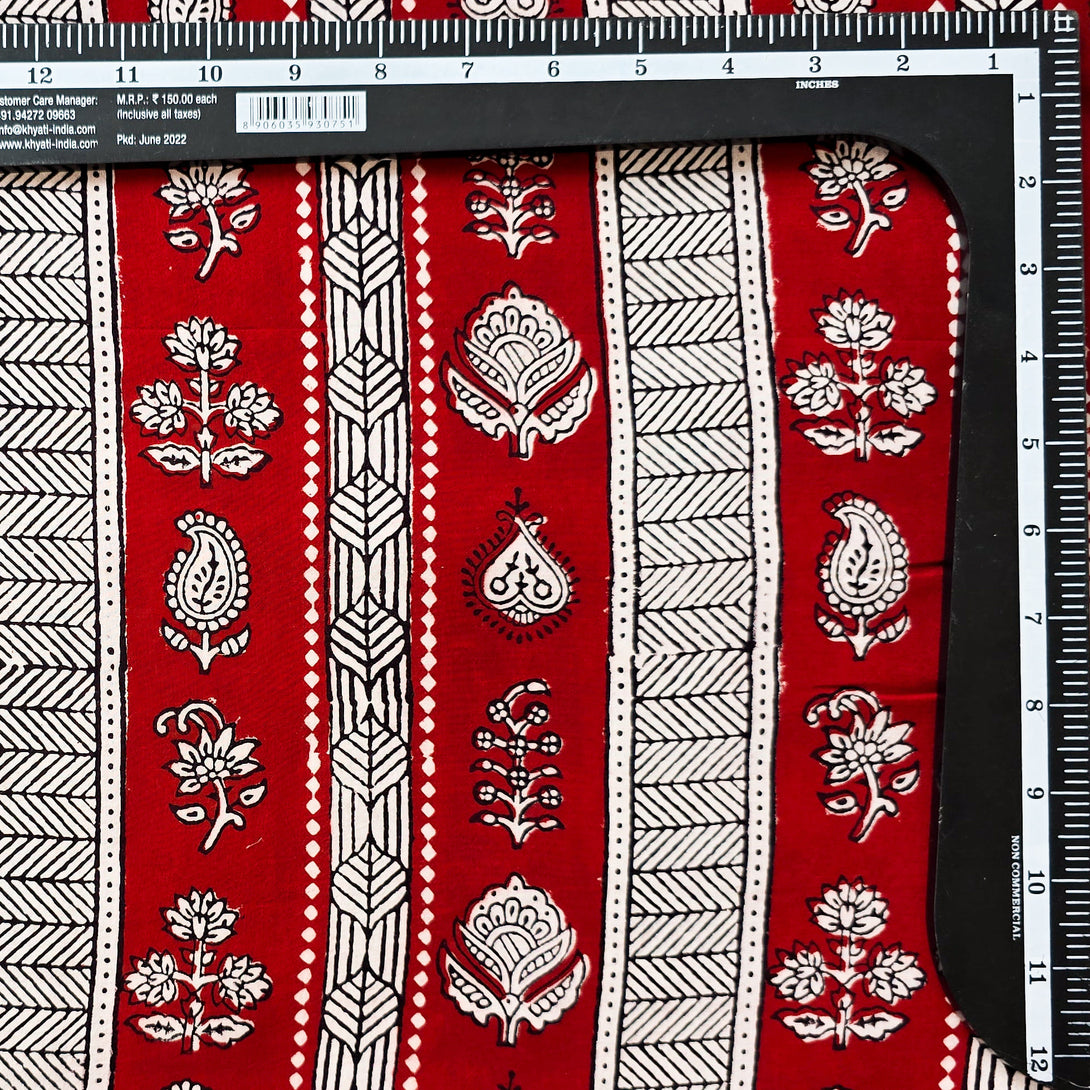 Modal Cotton Bagru Red With White Big Border Design Hand Block Print F ...