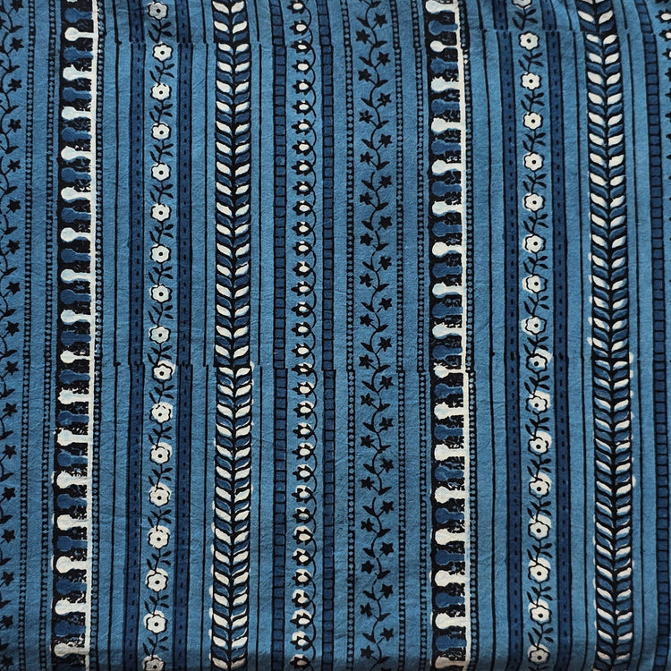 Pure Cotton Gad Ajrak Blue With Off White Intricate Design Border Hand ...