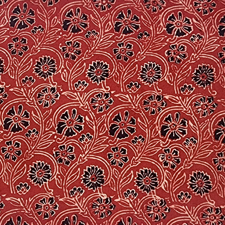 (PRE-CUT 1.15 METER) Pure Cotton Ajrak Vegetable Dyed Red With Black F – Sanskruti