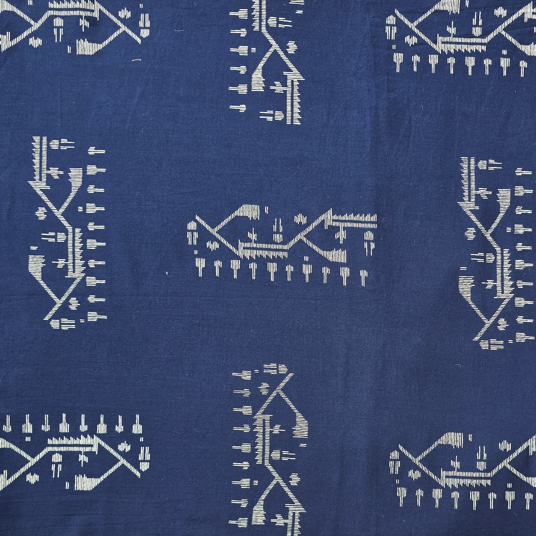 Pure Cotton screen print Navy Blue With White Fabric – Sanskruti