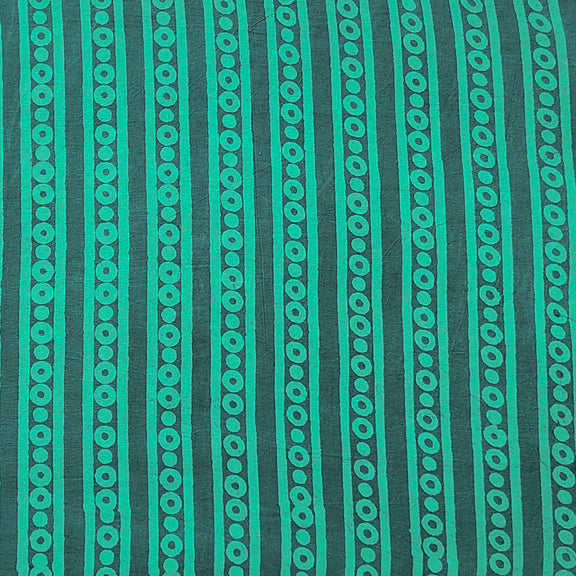 Pure Cotton Dabu Teal Green With Light Border Stripes Hand Block Print ...