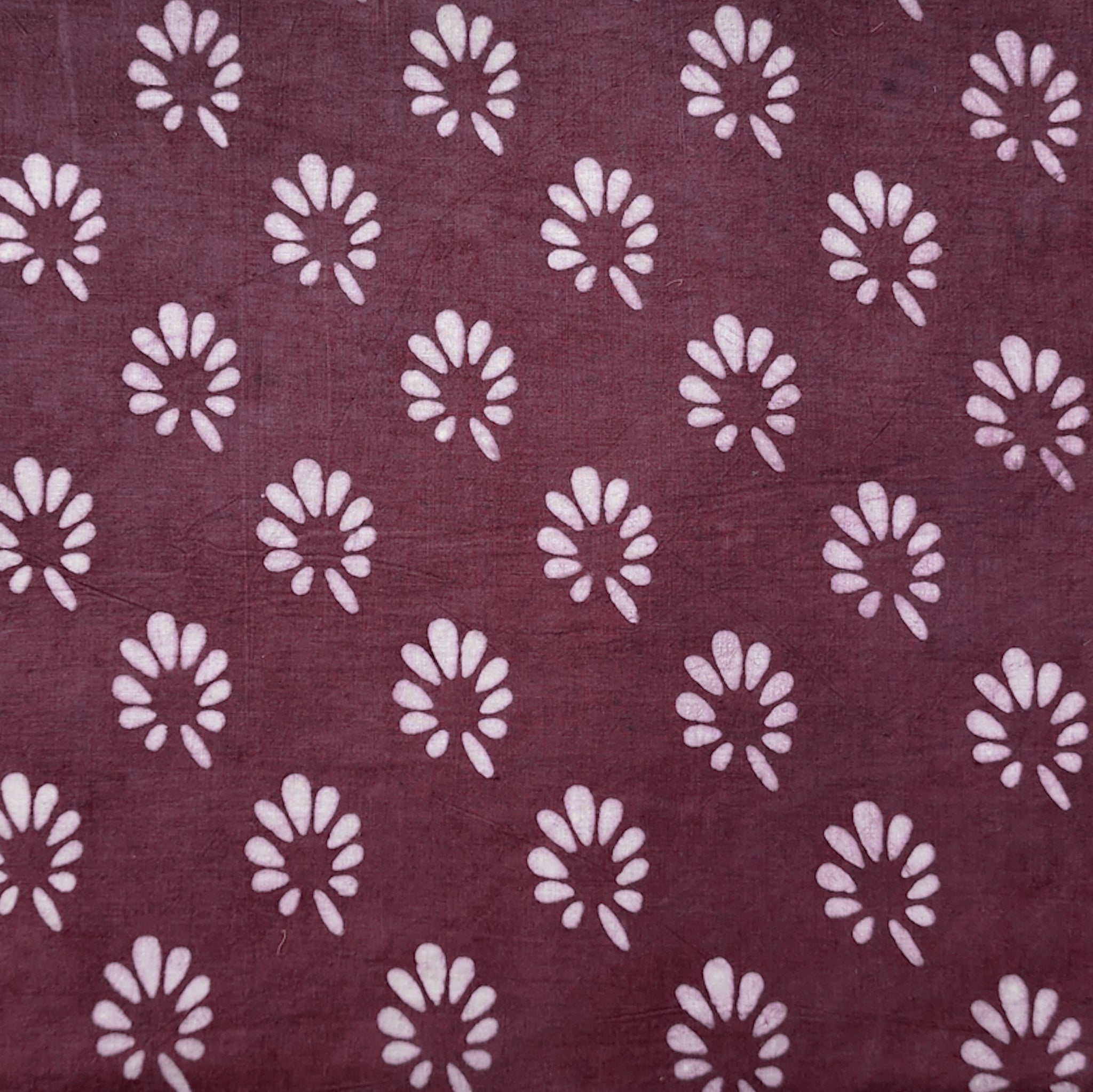 (PRE-CUT 1.70 METER) Pure Cotton Dabu Old Mauve With White Motif Hand ...