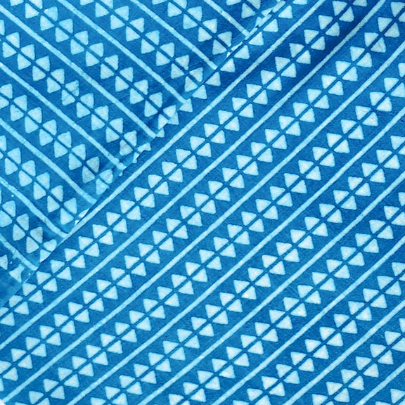 Pure Cotton Dabu Bright Blue With Off White Border Hand Block Print Fa ...