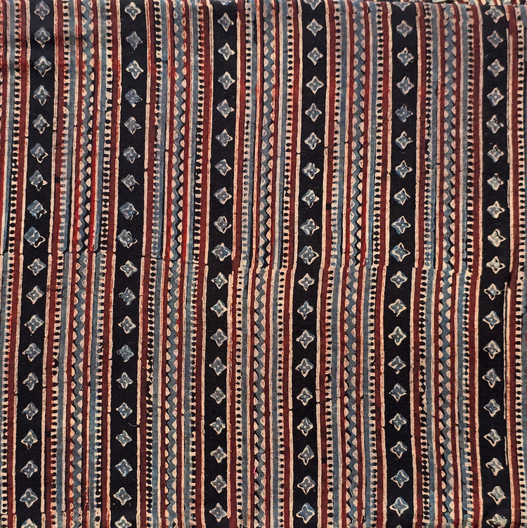Pure Cotton Ajrak Black With Intricate Design Border Stripes Hand Bloc ...