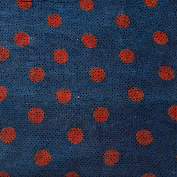 Pure Cotton Ajrak Blue Tiny Dots With Small Circles Hand Block Print F ...